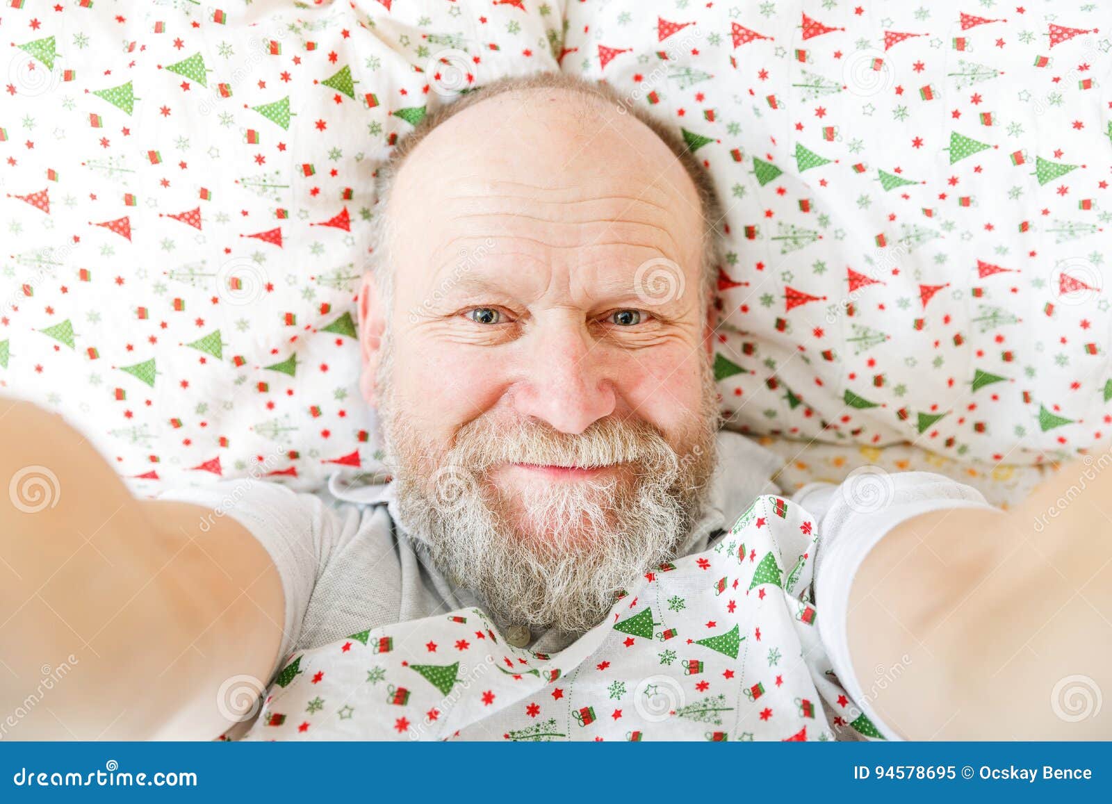Smiling Handsome Elderly Man Stock Image - Image of cozy, bedroom: 94578695