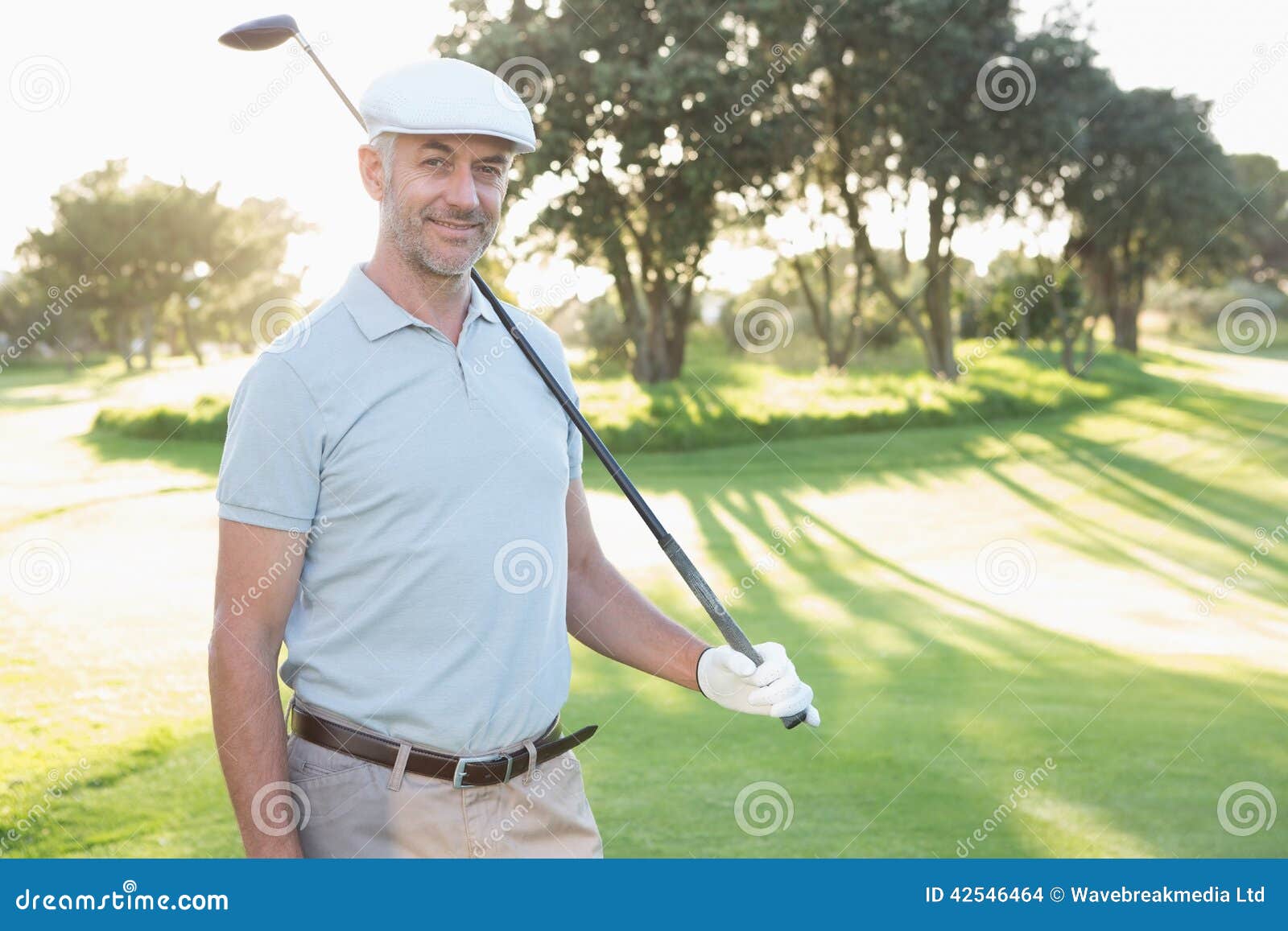 Smiling Handsome Golfer Looking at Camera Stock Photo - Image of ...