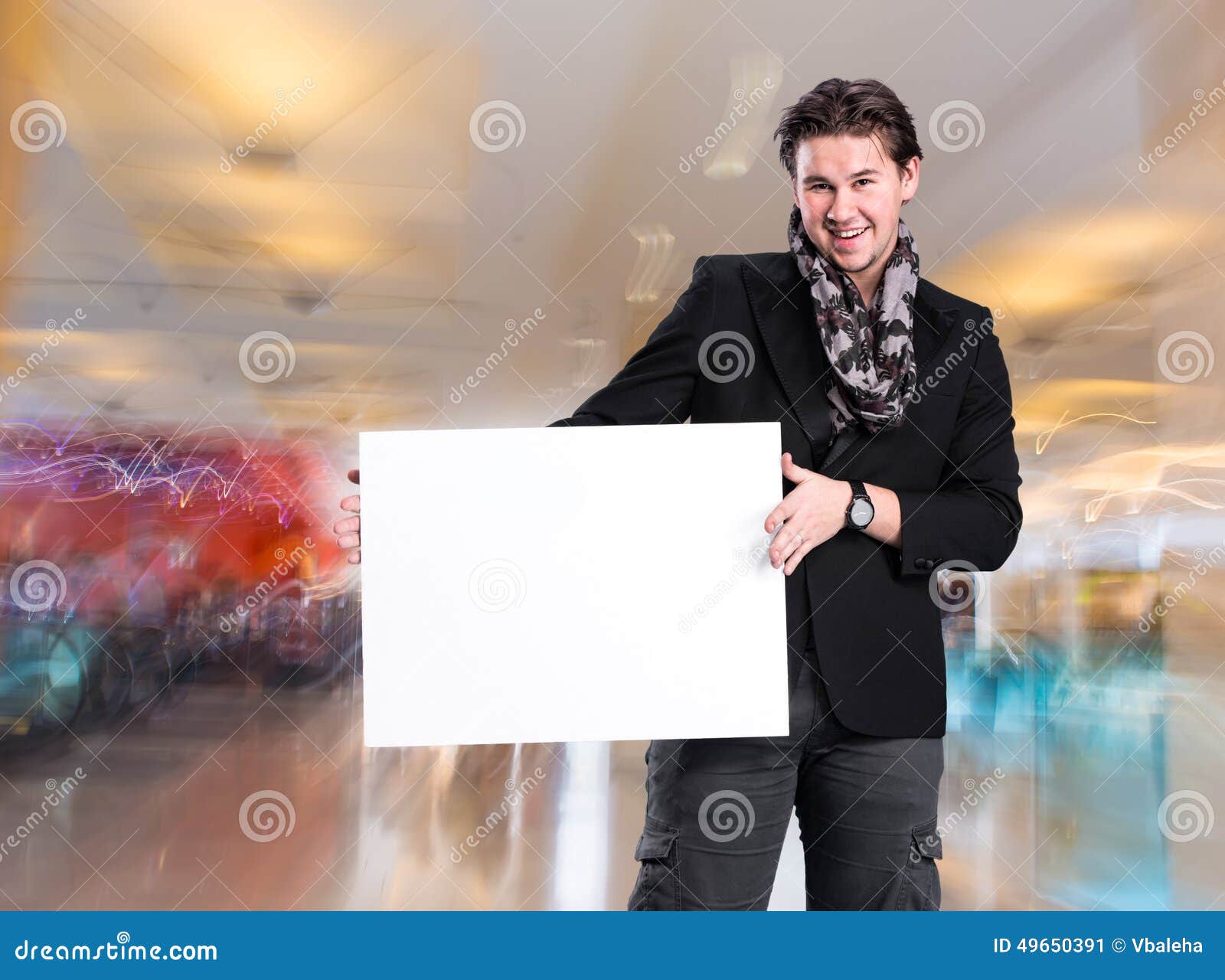 Smiling Handsome Man with Big Blank Board Stock Image - Image of ...
