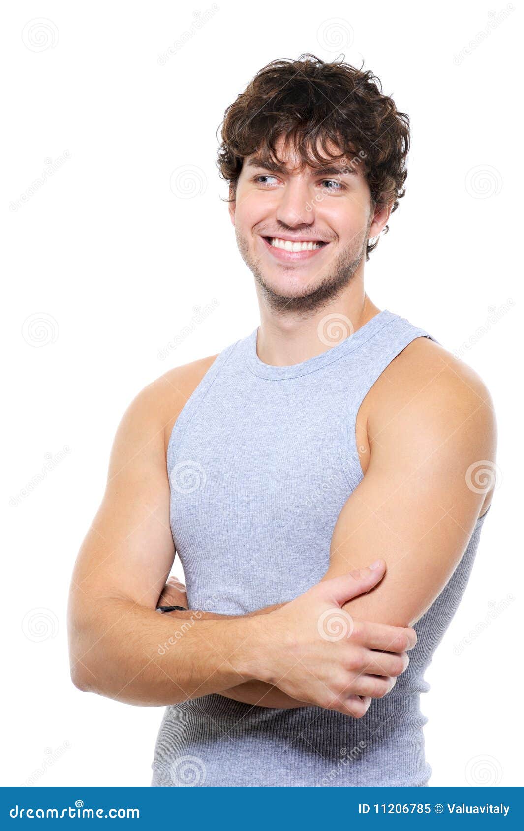 Smiling Handsome Man Looking Away Stock Image - Image of toothy ...