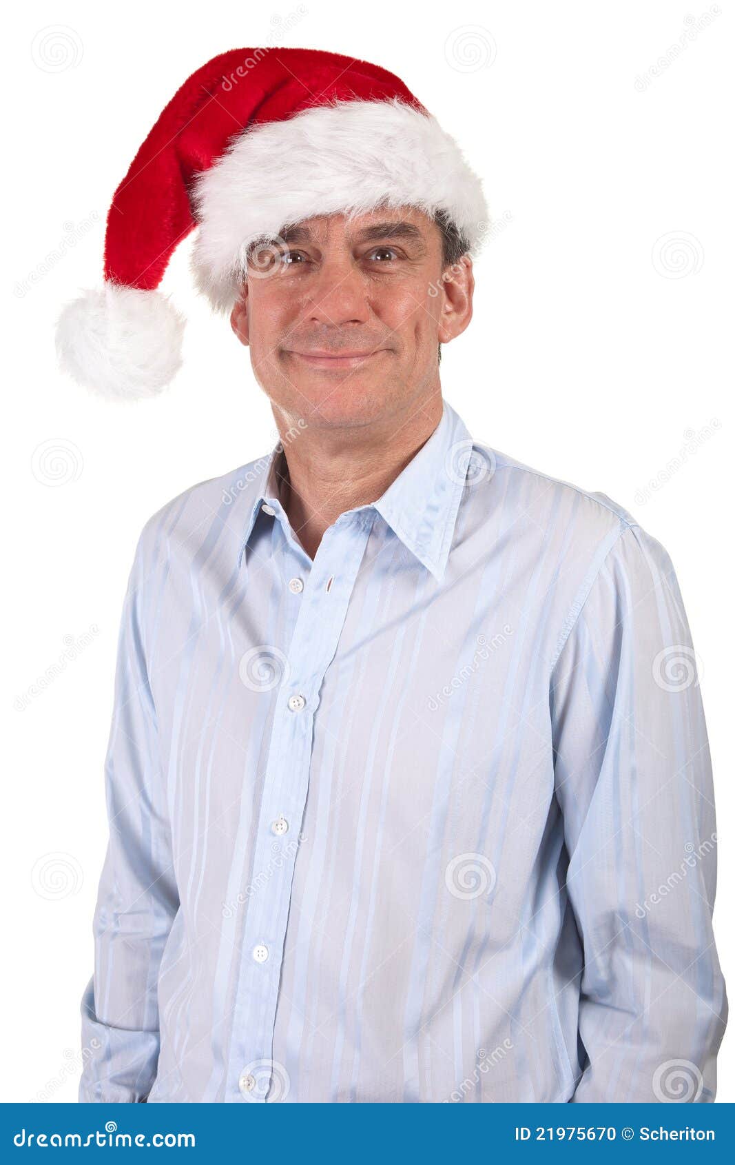 Smiling Handsome Man in Santa Hat Stock Photo - Image of looking ...