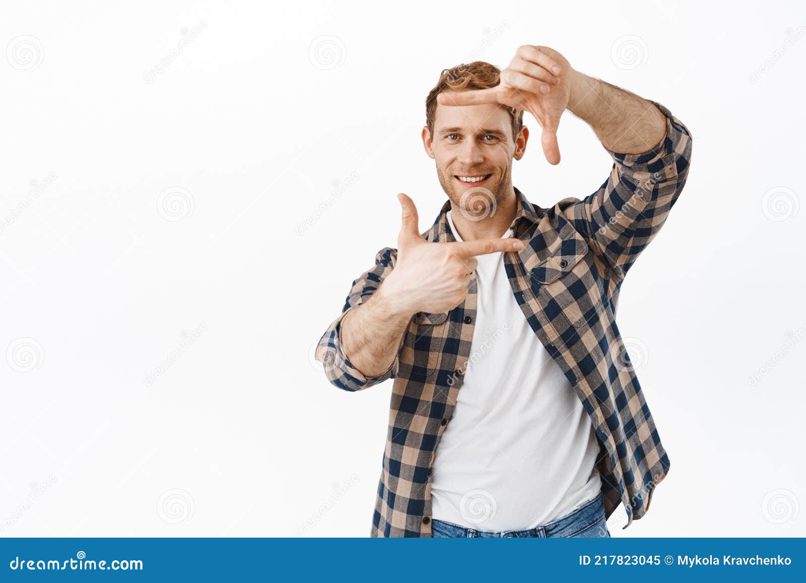 Smiling Handsome Redhead Guy Making Hand Frames, Camera Gesture and ...