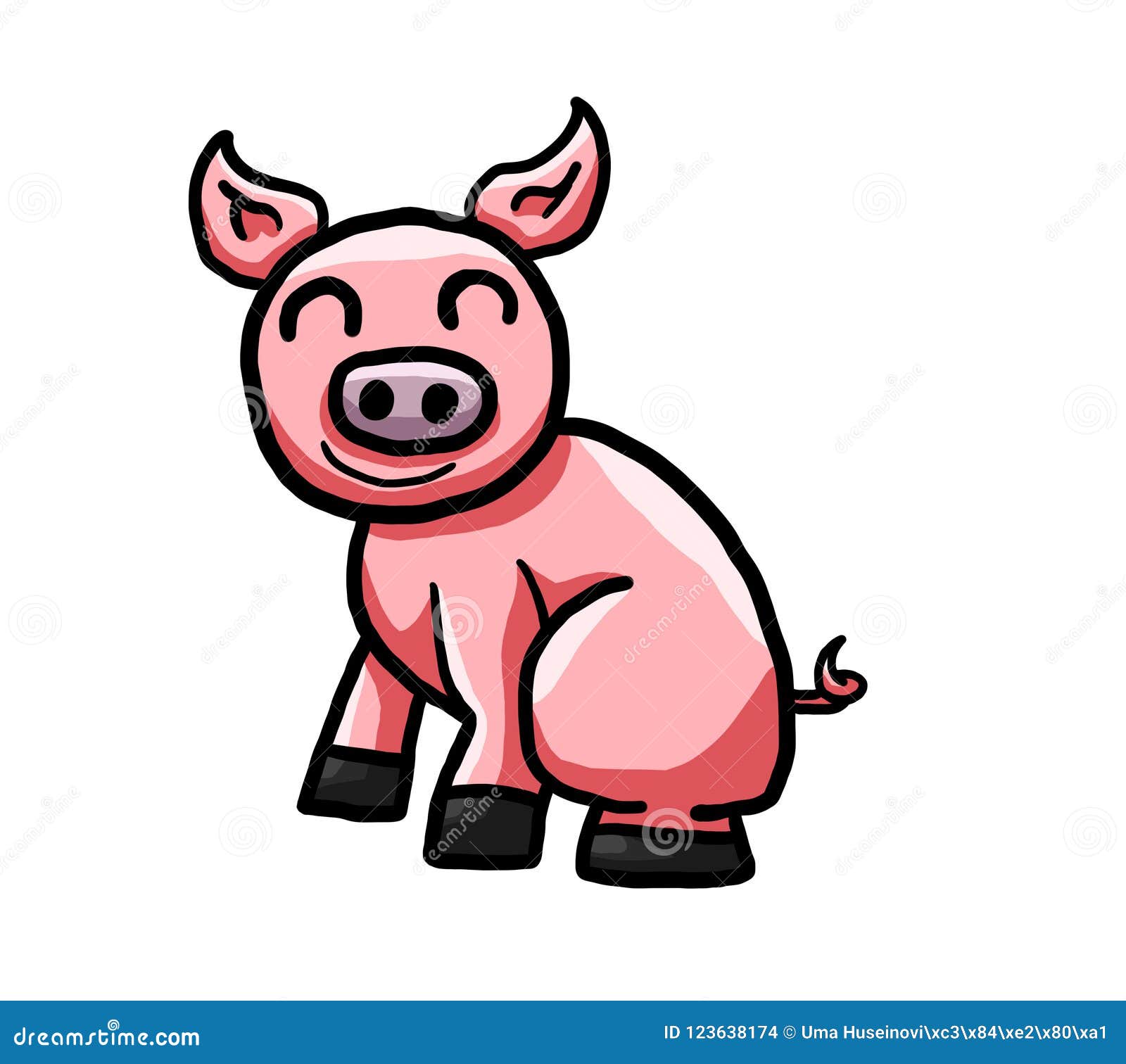 Smiling Happy Adorable Pig stock illustration. Illustration of baby ...