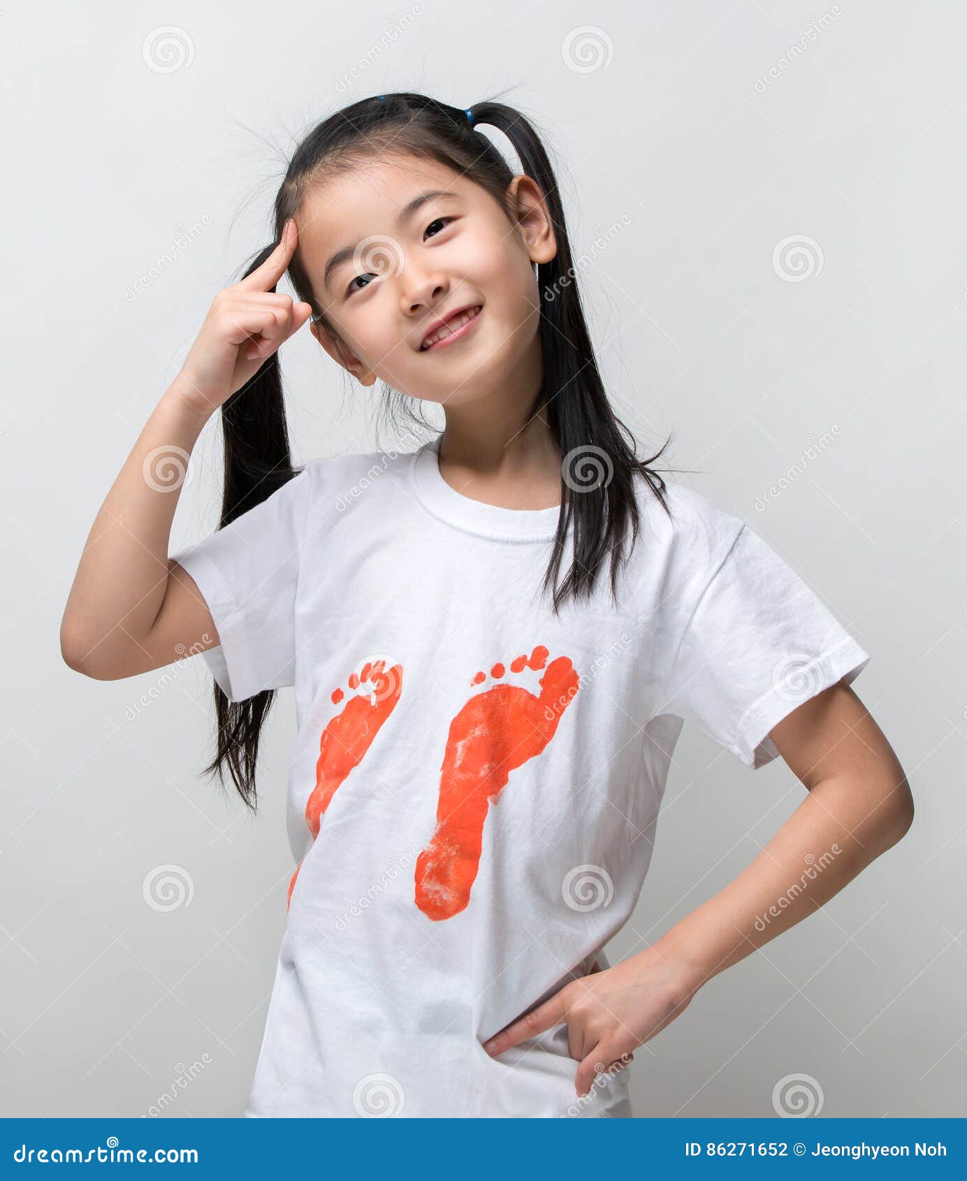 Smiling Happy Asian Girl Thinking. Stock Photo - Image of adorable ...
