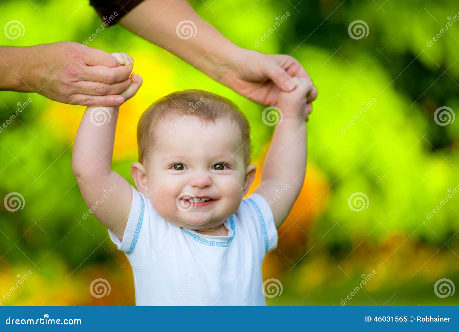Smiling Happy Baby Learning To Walk Stock Image - Image of child ...