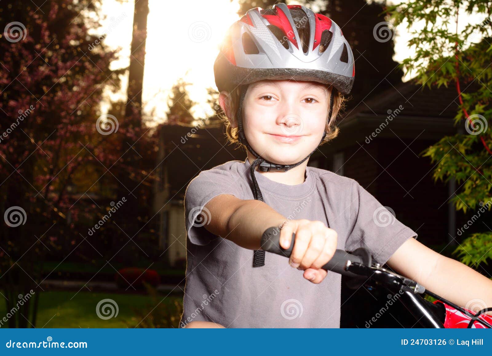 Smiling Happy Biker at Dusk Stock Photo - Image of dusk, smile: 24703126