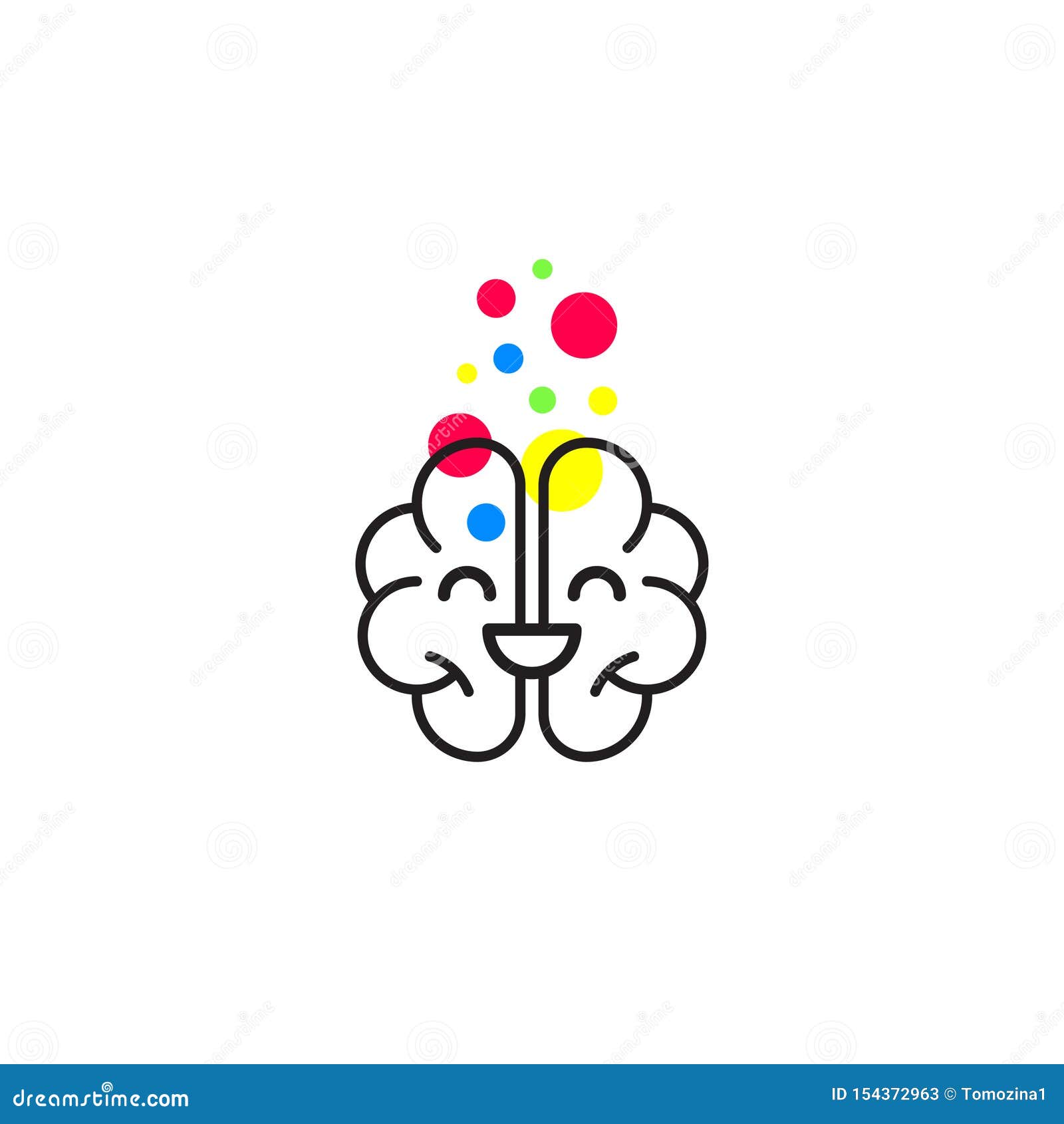 Smiling happy brain icon stock vector. Illustration of brain - 154372963