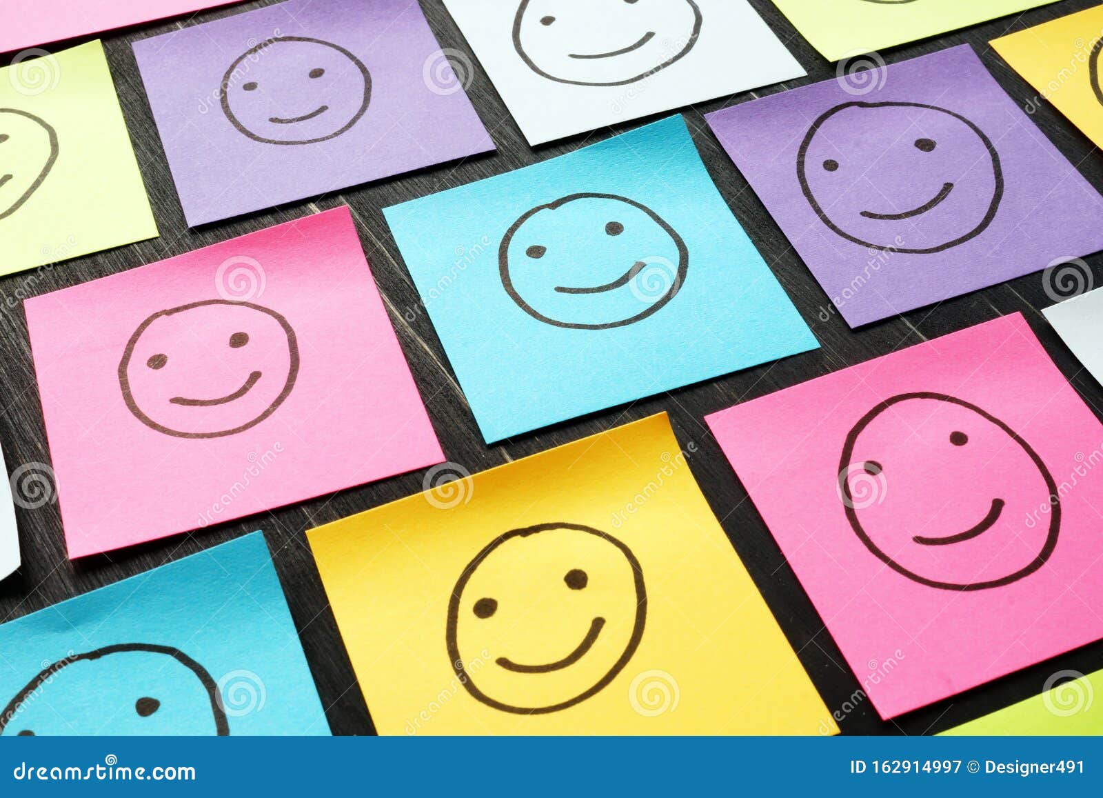Smiling Happy Faces Drawn on Sheets. Customer Experience and Evaluation ...