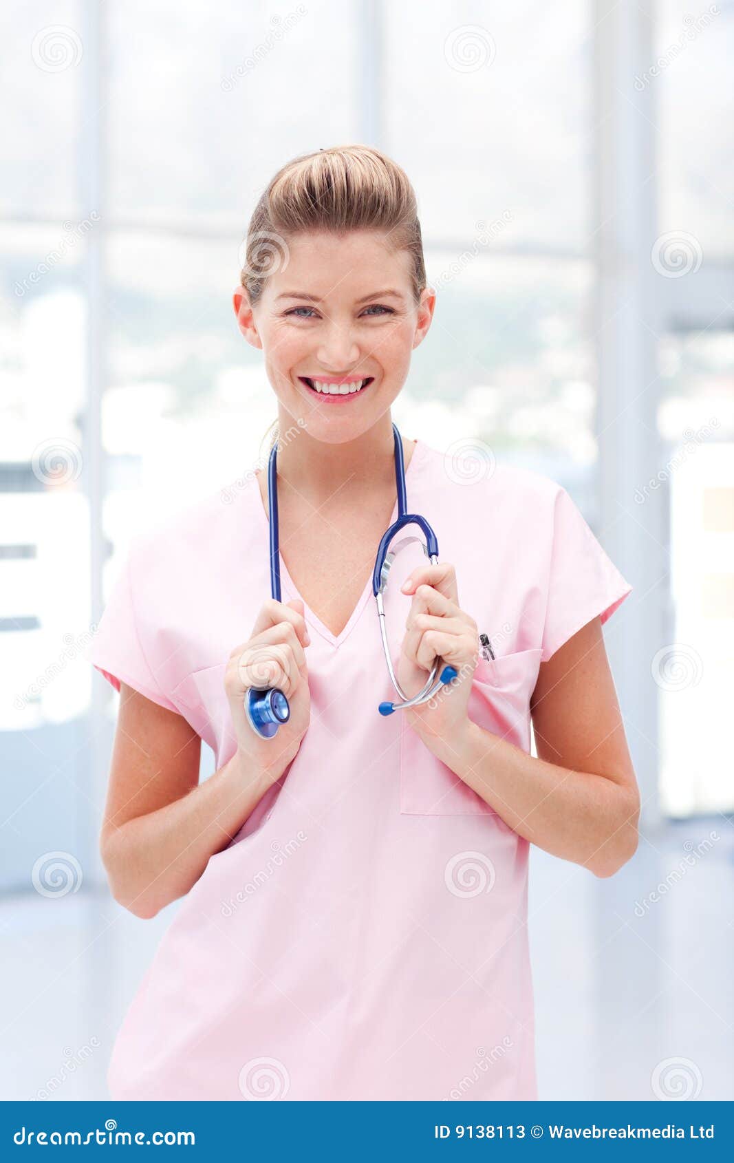 Smiling happy female nurse stock image. Image of girl - 9138113