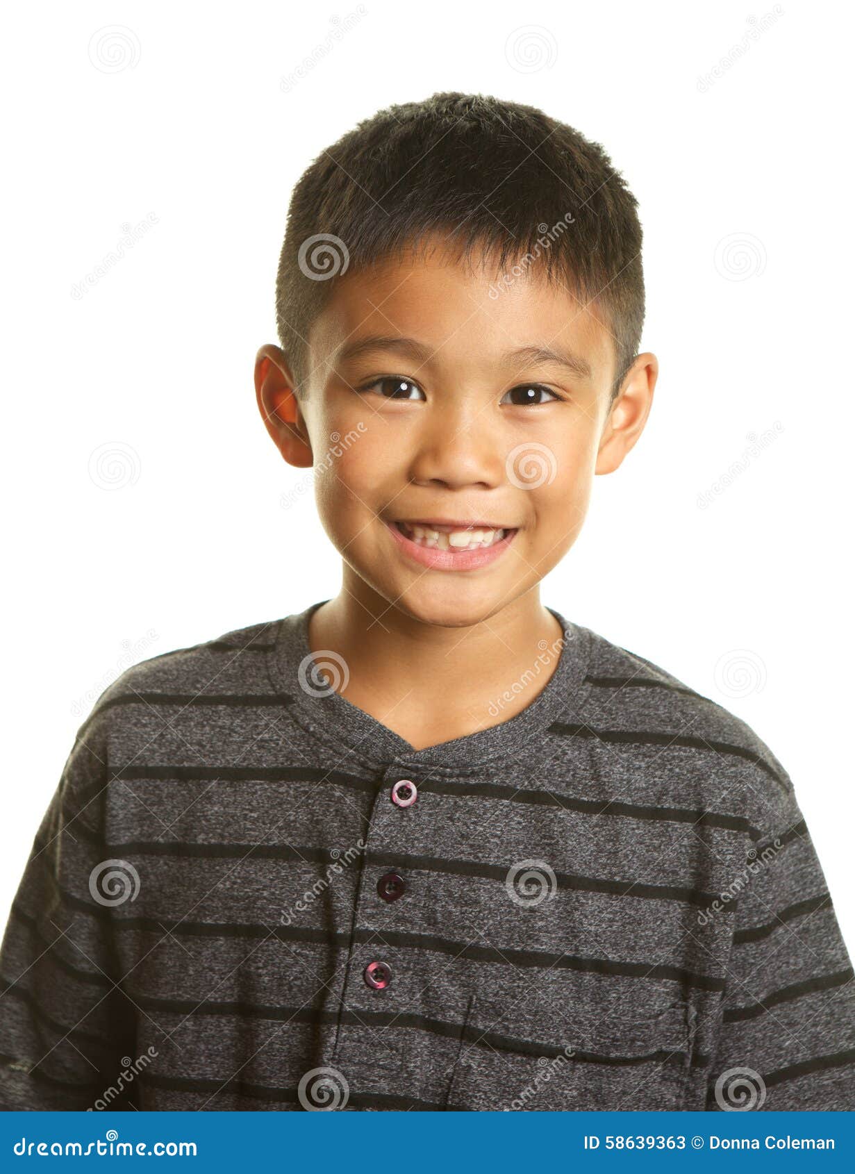 Smiling Happy Filipino Boy on White Background Stock Image - Image of ...