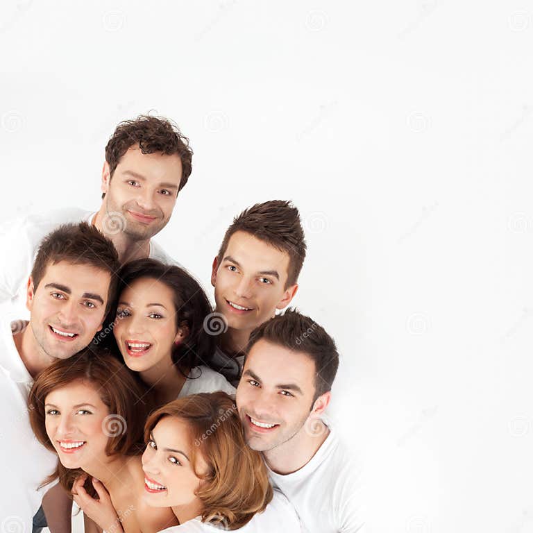 Smiling happy friends stock image. Image of advertise - 20065347