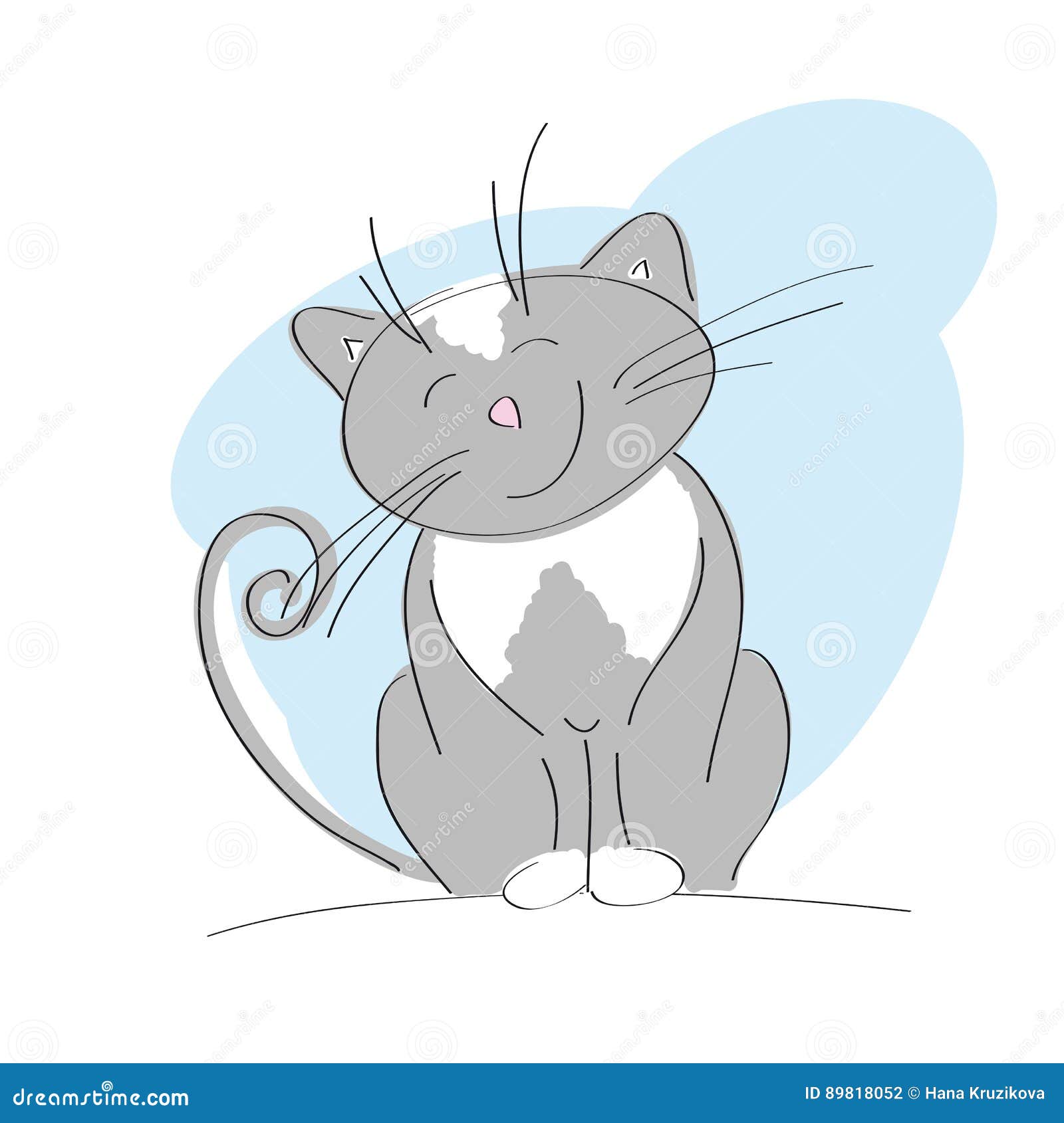 Smiling happy gray cat stock vector. Illustration of kitten - 89818052
