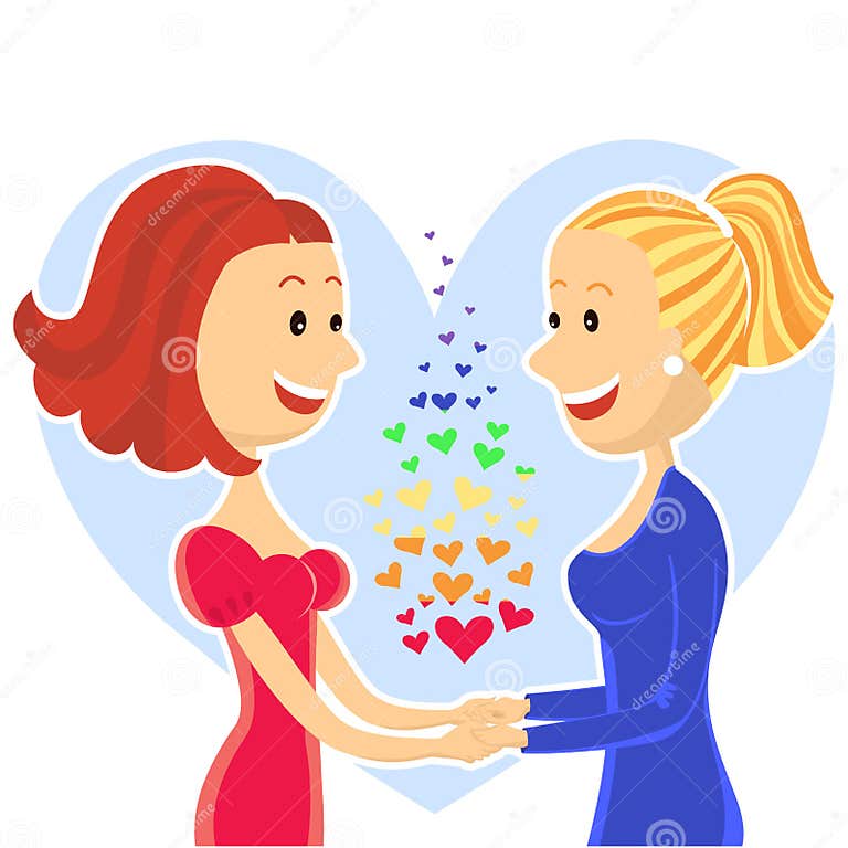 Smiling And Happy Lesbian Couple Of Women Stock Vector Illustration