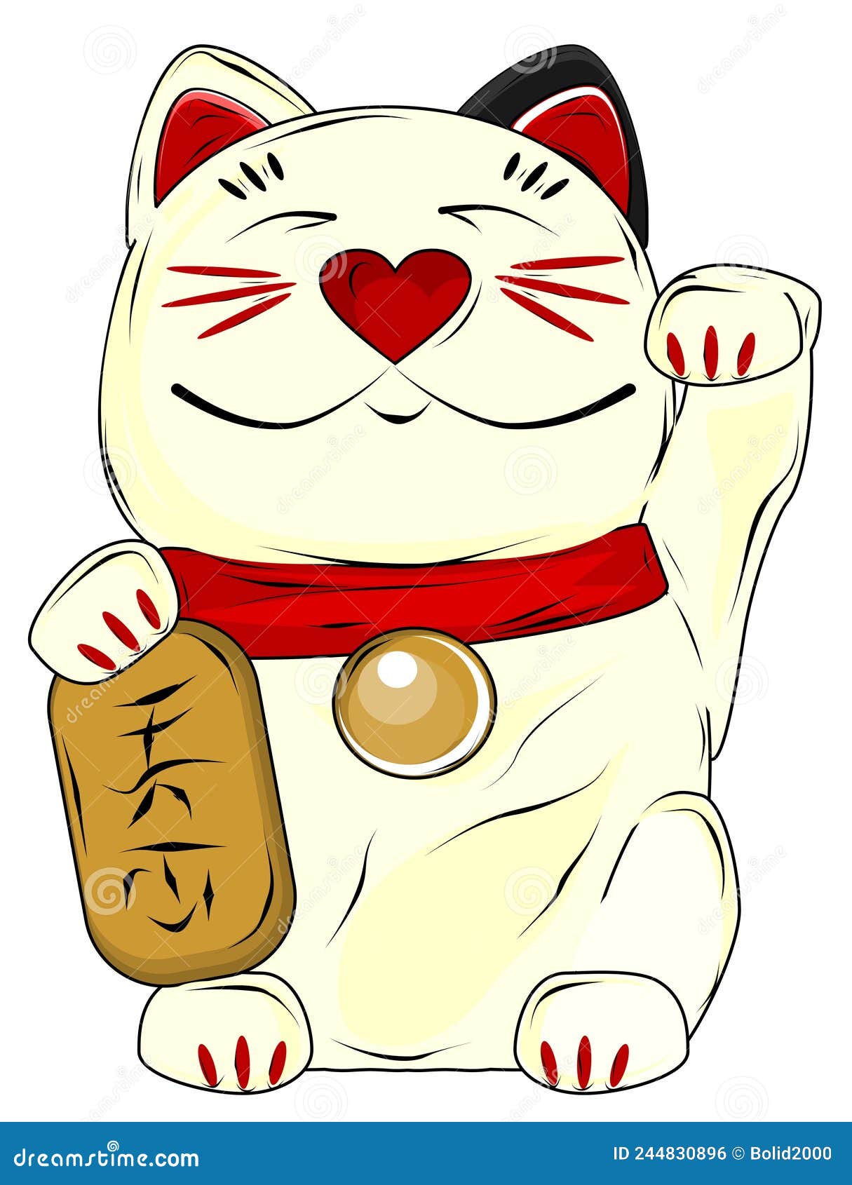 Maneki-neko cartoon stock illustration. Illustration of decor - 244830896