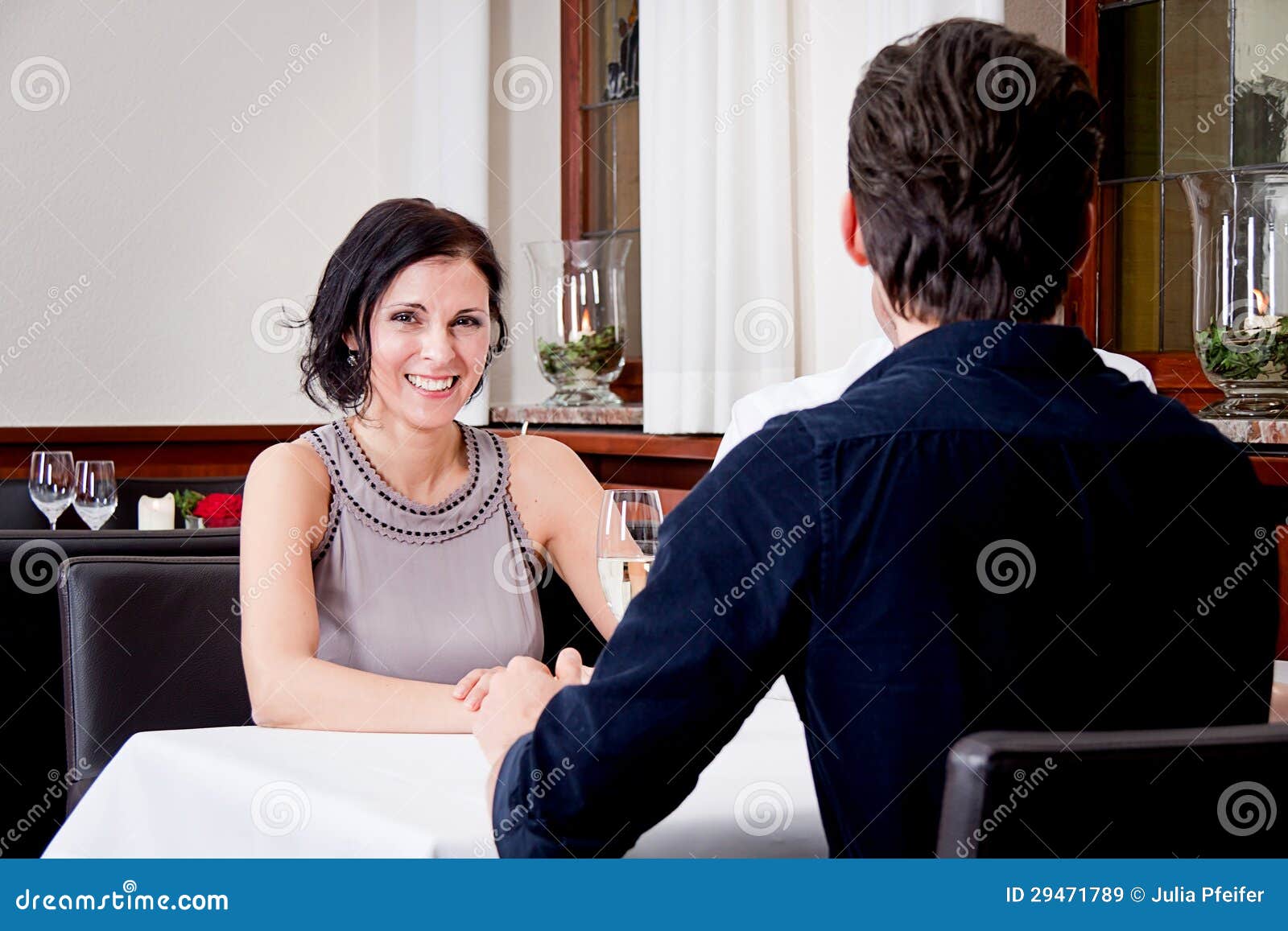 Smiling Happy People in Restaurant Stock Image - Image of alcohol ...