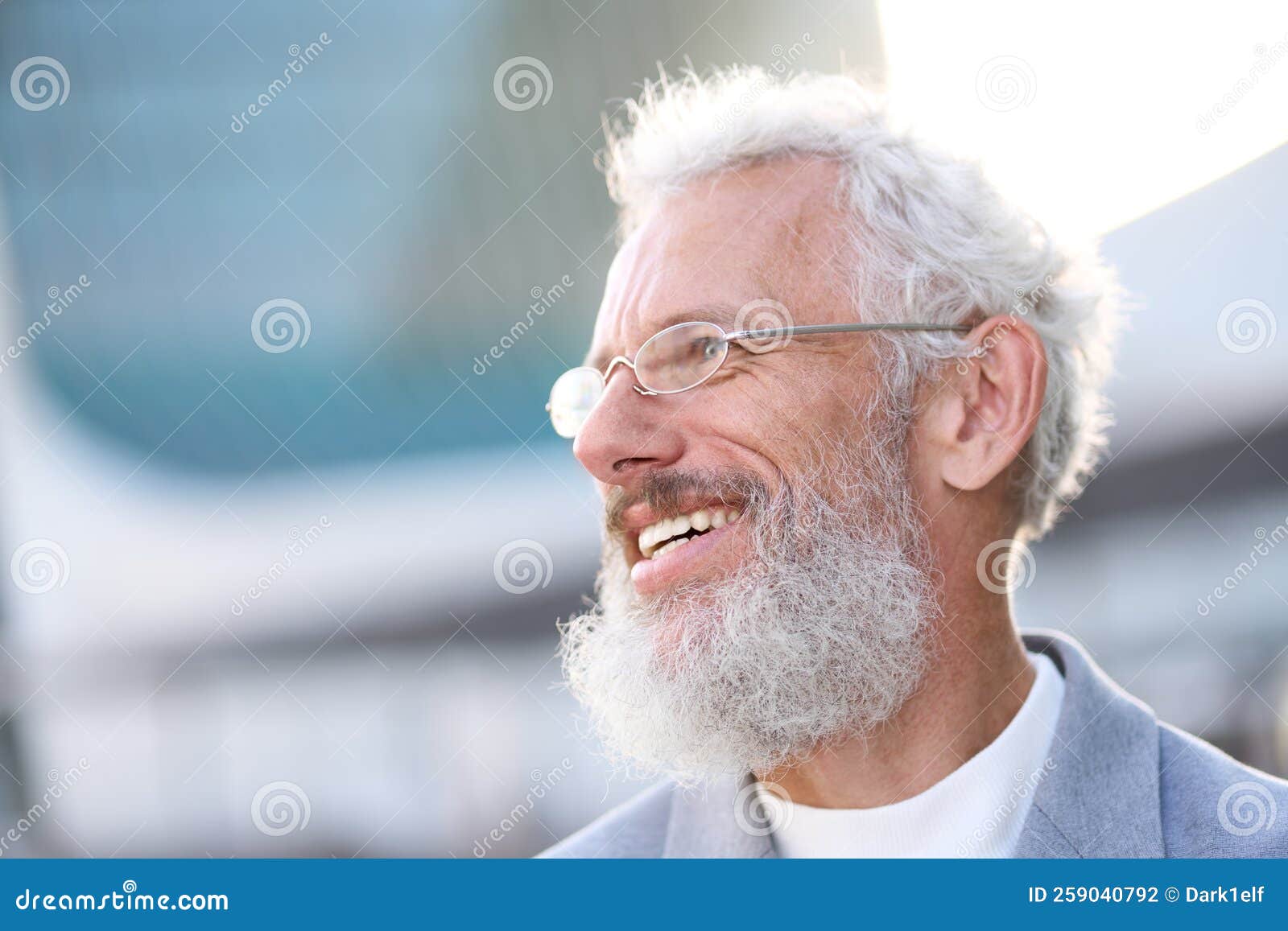 Smiling Happy Senior Old Business Man Wearing Suit Outdoor Headshot