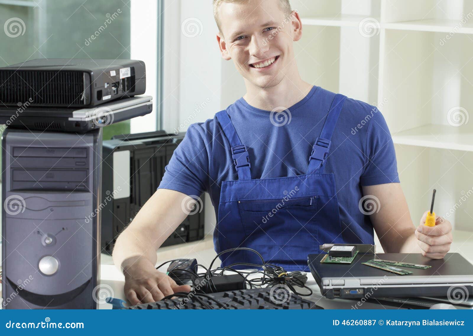 Smiling hardware expert stock image. Image of hardware - 46260887