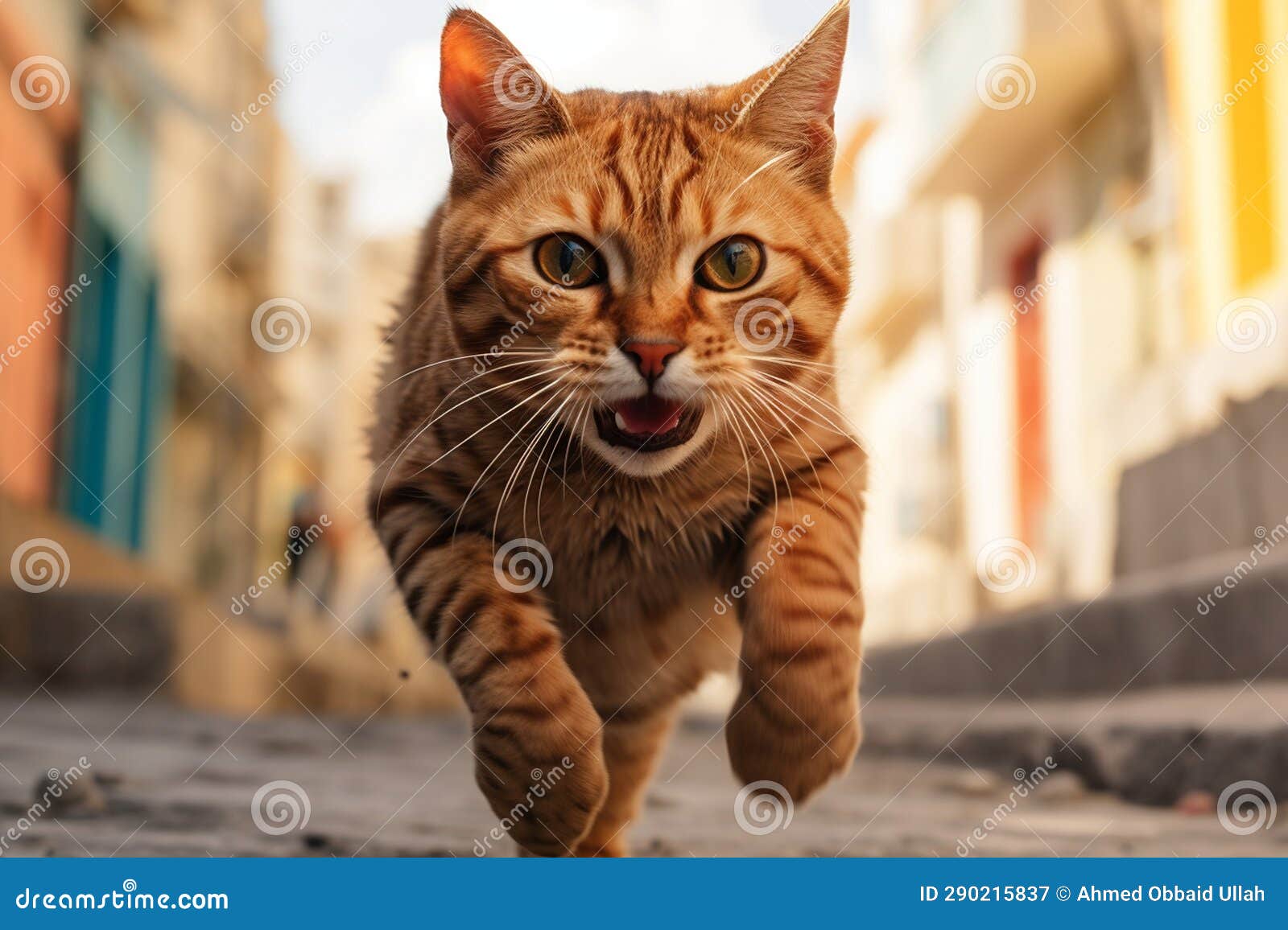 A Smiling Havana Brown Cat S Playful Dash. Generative by Ai Stock ...