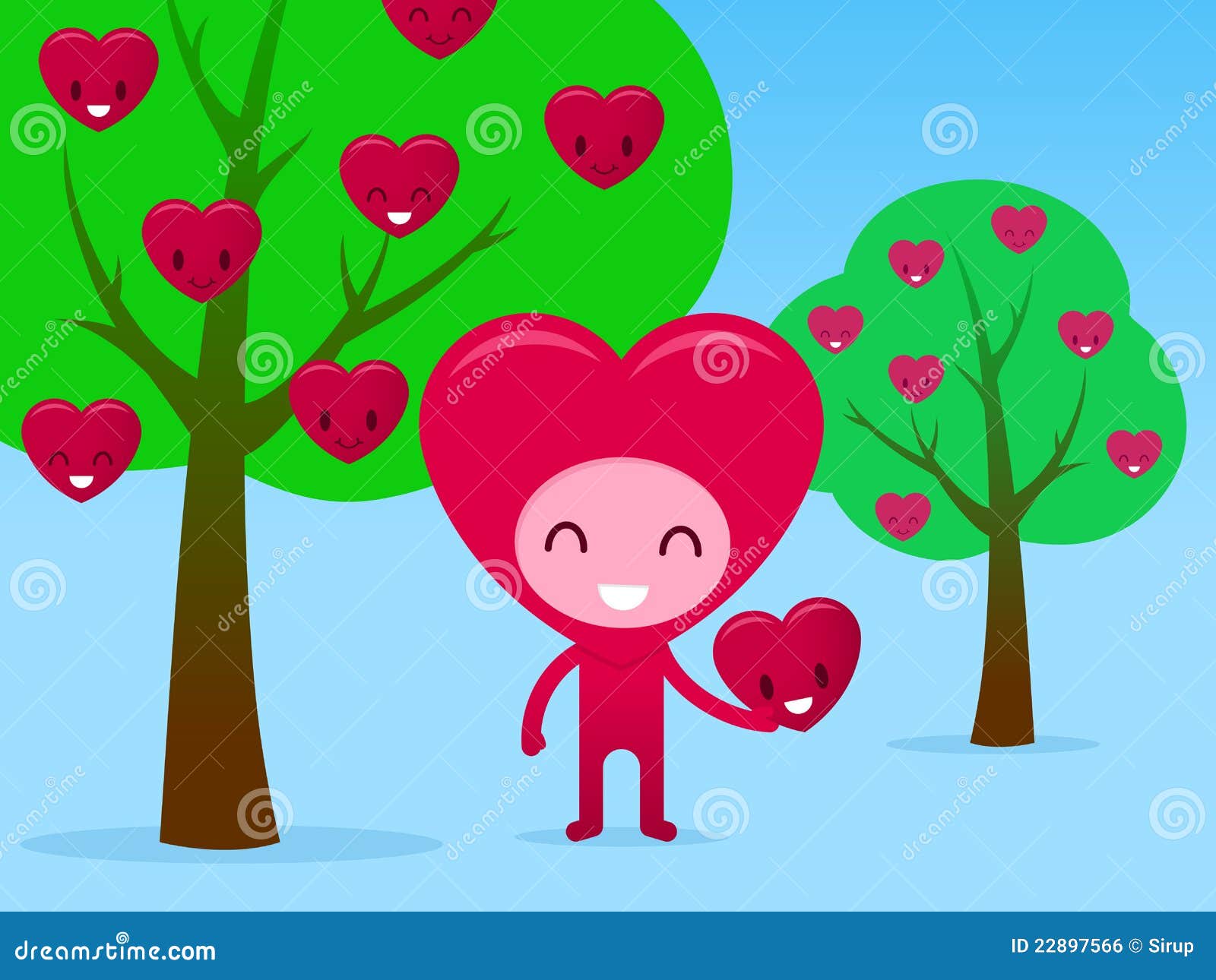 Smiling Heart Character Picking Fruit in Orchard Stock Vector ...