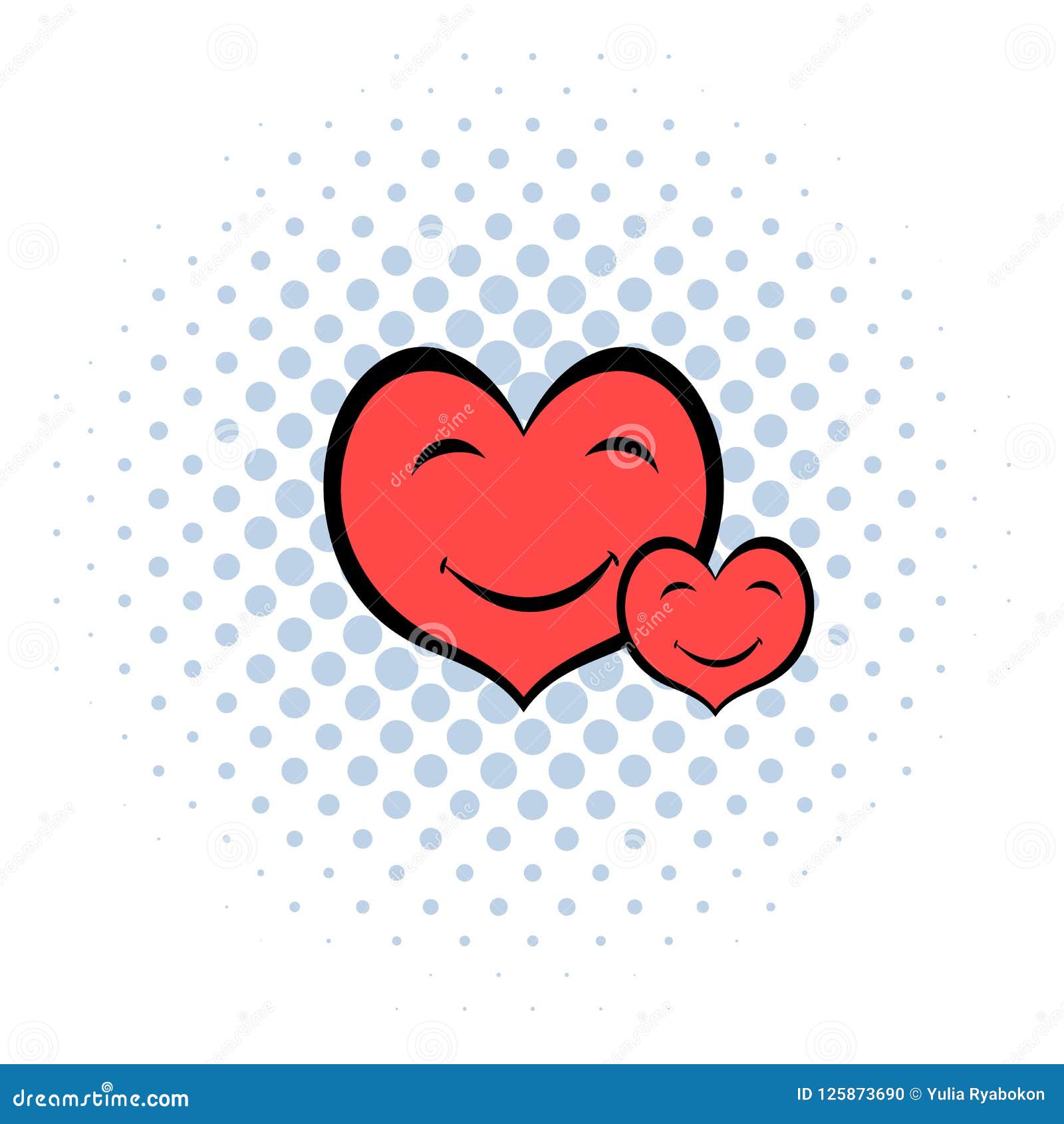 Smiling Heart Faces Icon, Comics Style Stock Illustration ...