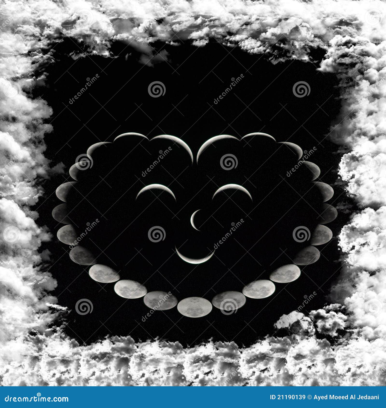 Smiling Heart of the Phases of the Moon Stock Image - Image of stars ...
