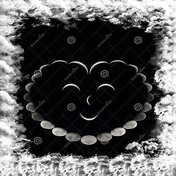 Smiling Heart of the Phases of the Moon Stock Image - Image of stars ...