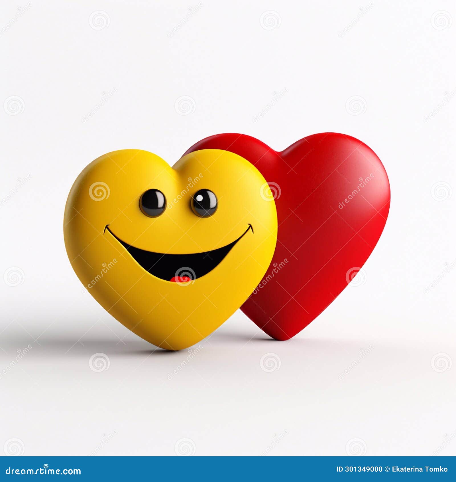 Smiling Heart with Smiley Face on White Background. 3d Illustration ...