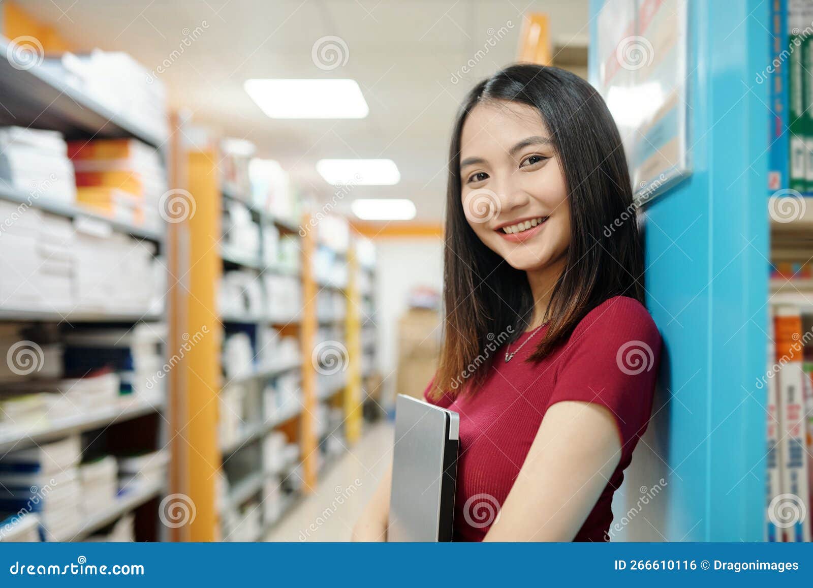 Smiling High School Student Stock Photo - Image of portrait, book ...