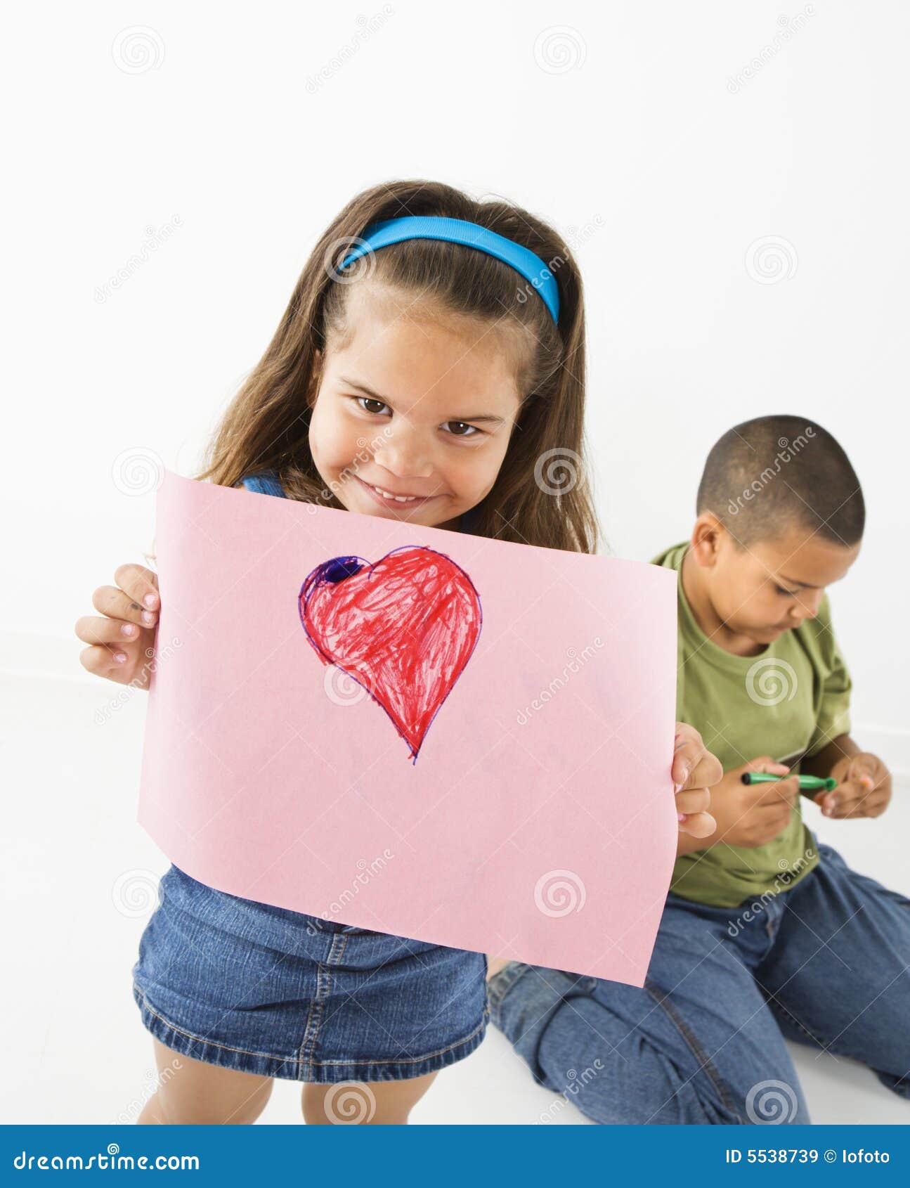 Smiling Hispanic Girl Holding Drawing. Stock Image - Image of affection ...