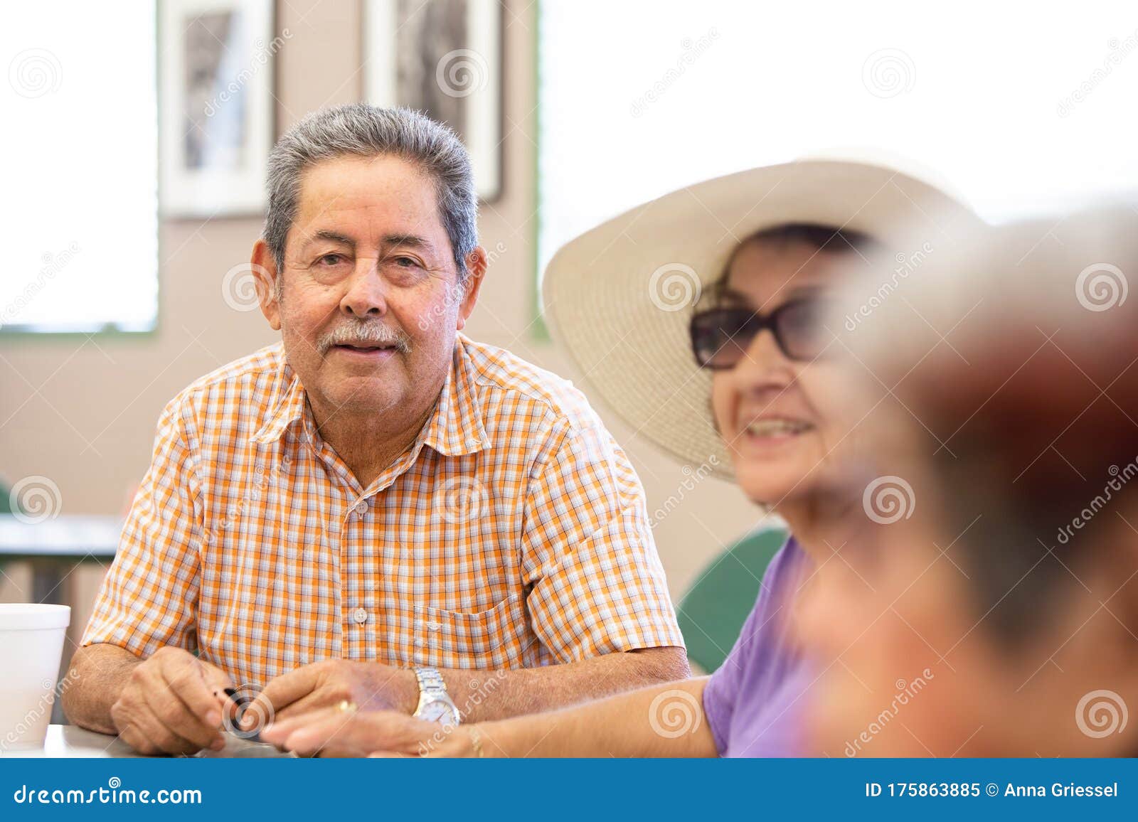 Smiling Hispanic Man in a Senior Activity Center Stock Image - Image of ...