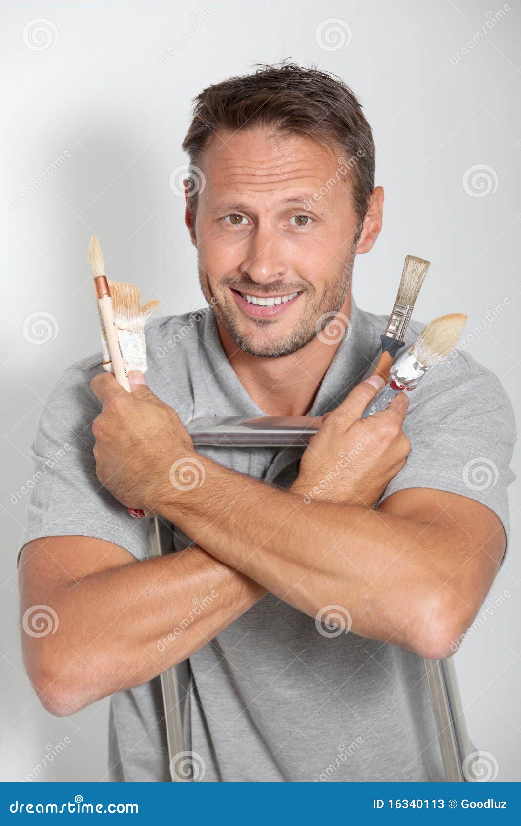 Smiling home painter stock image. Image of adult, artisan - 16340113