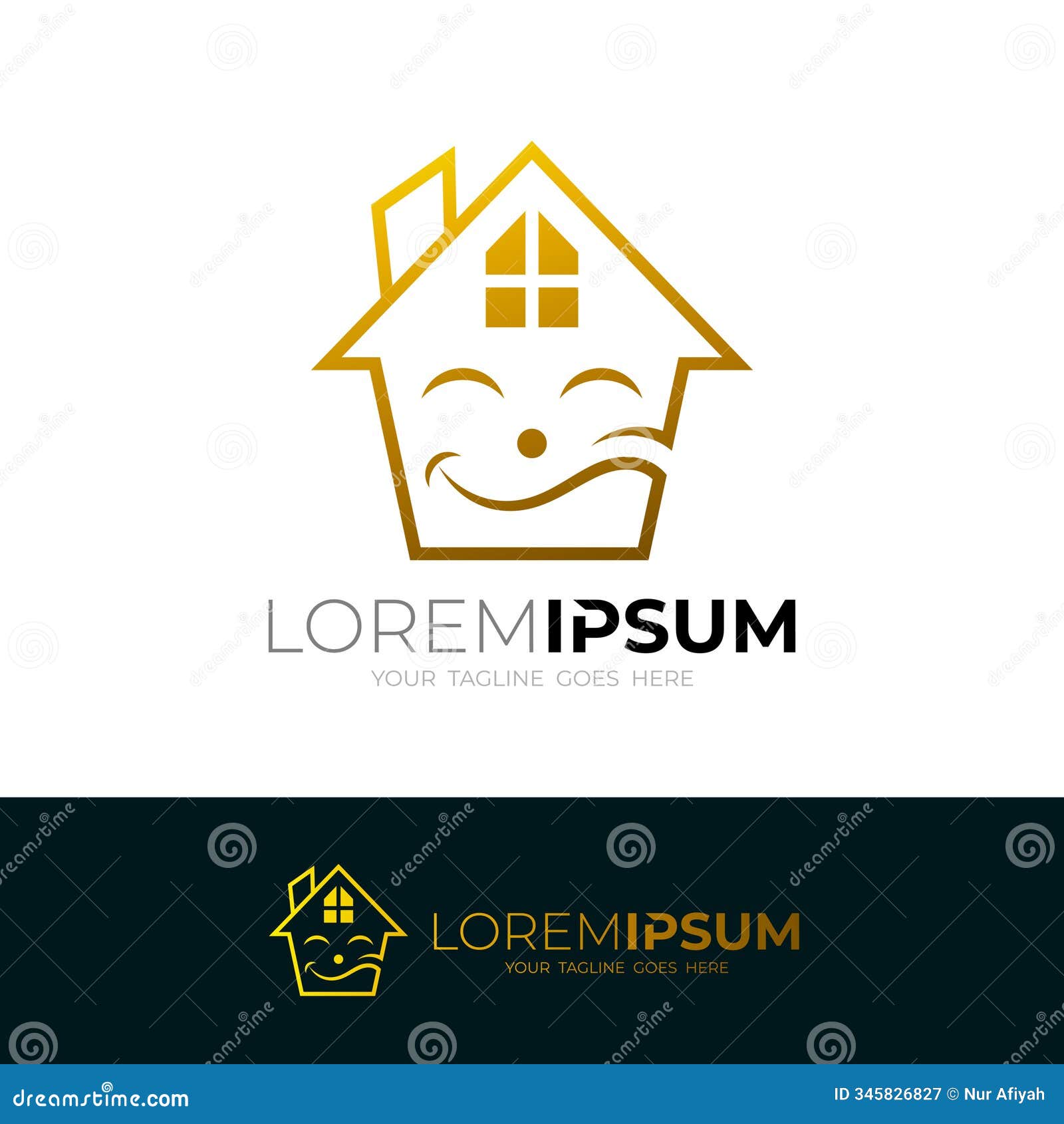 Smiling House Logo, Building Logo with Line Style Stock Vector ...