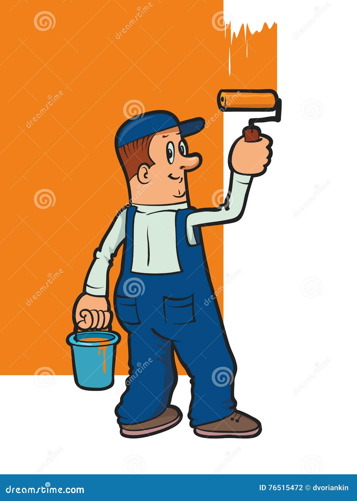 Smiling house painter stock vector. Illustration of cartoon - 76515472