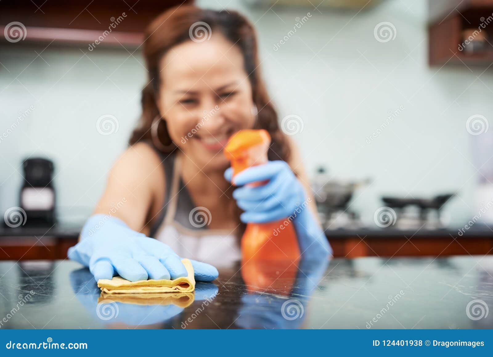 Cleaning kitchen table stock photo. Image of copyspace - 124401938