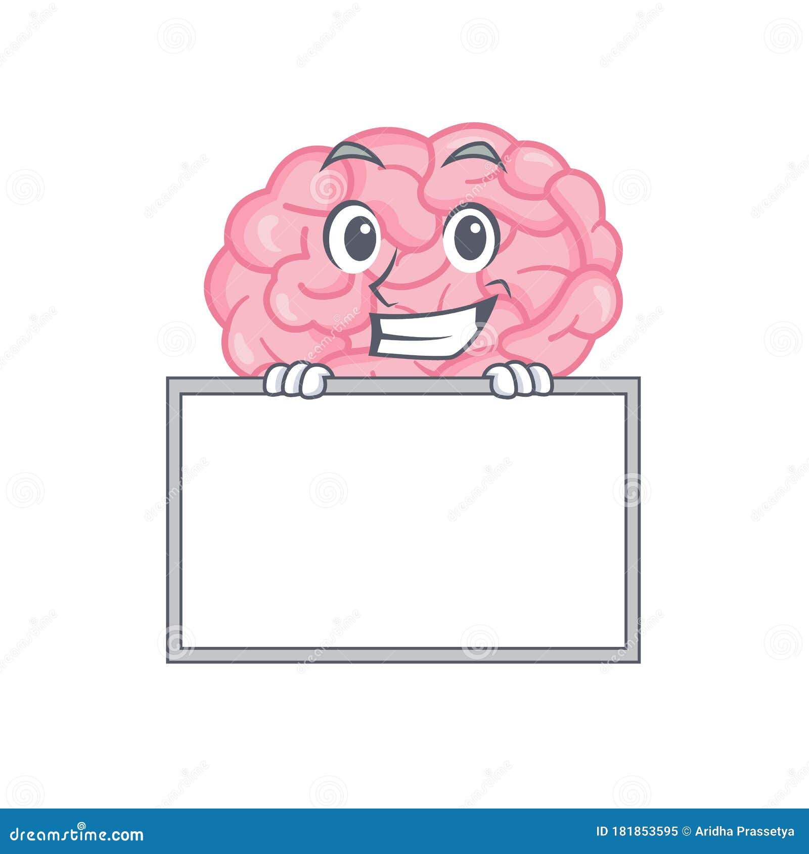 Smiling Human Brain Cartoon Design Style Has a Board Stock Vector ...