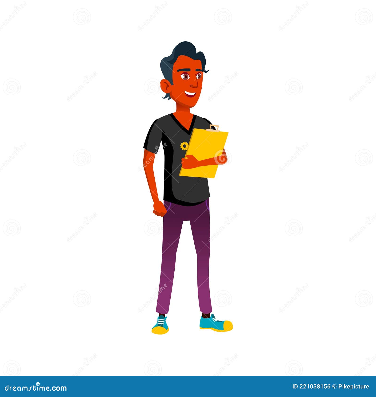 Smiling Indian Guy with Checklist Checking Robot in Laboratory Cartoon ...