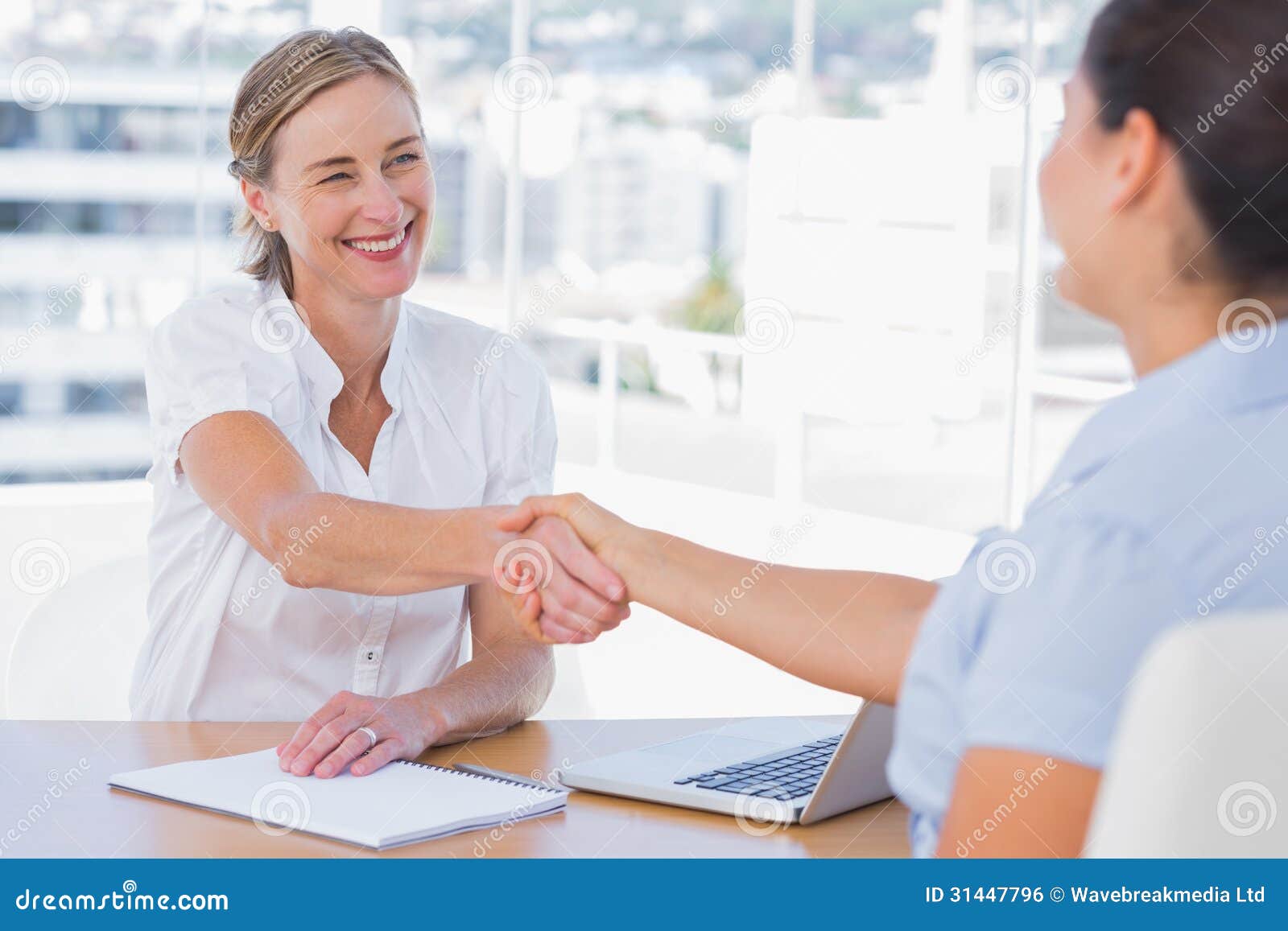 Smiling Interviewer Shaking Hand of an Applicant Stock Photo - Image of ...