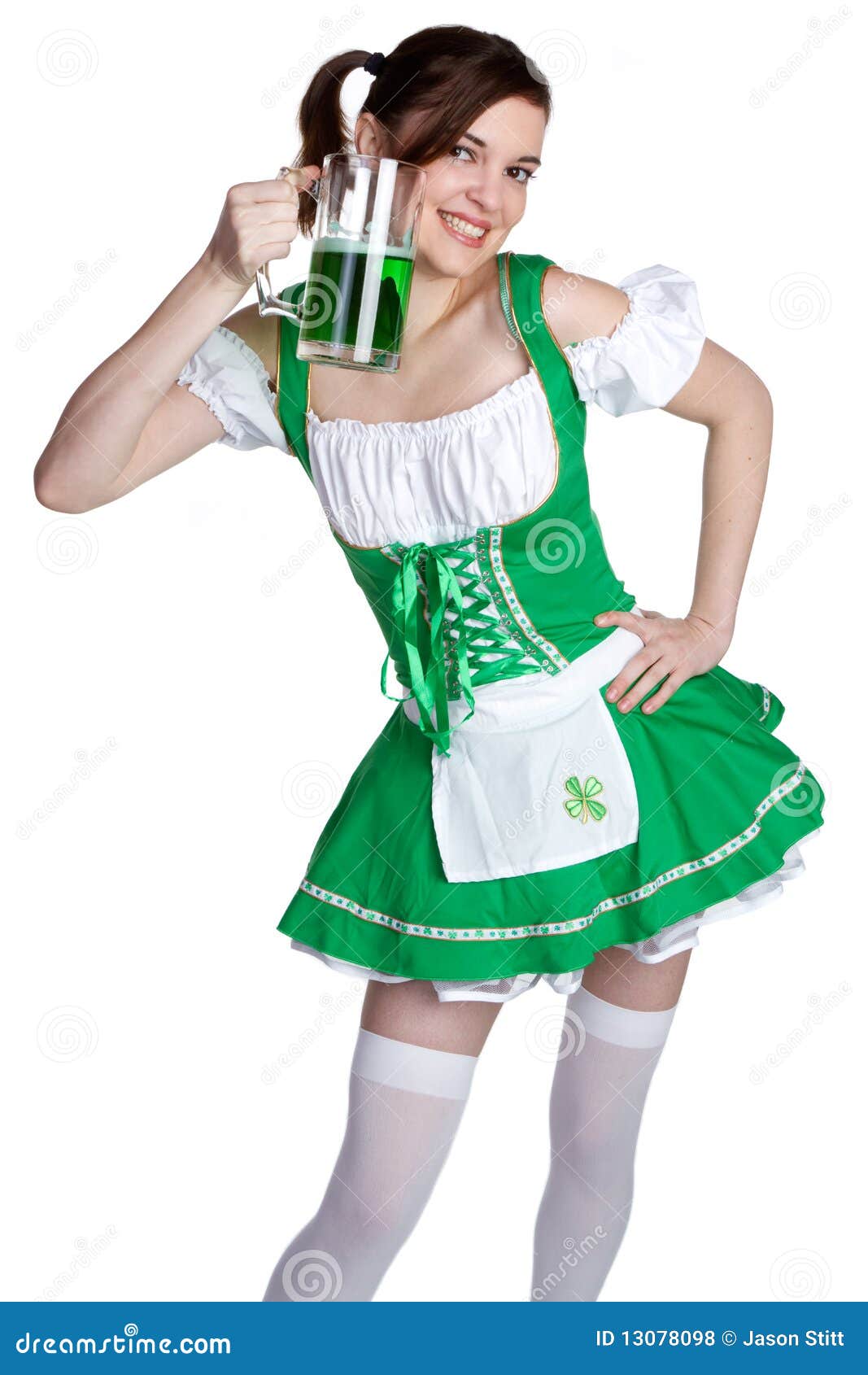Smiling Irish Girl stock photo. Image of apron, beer - 13078098