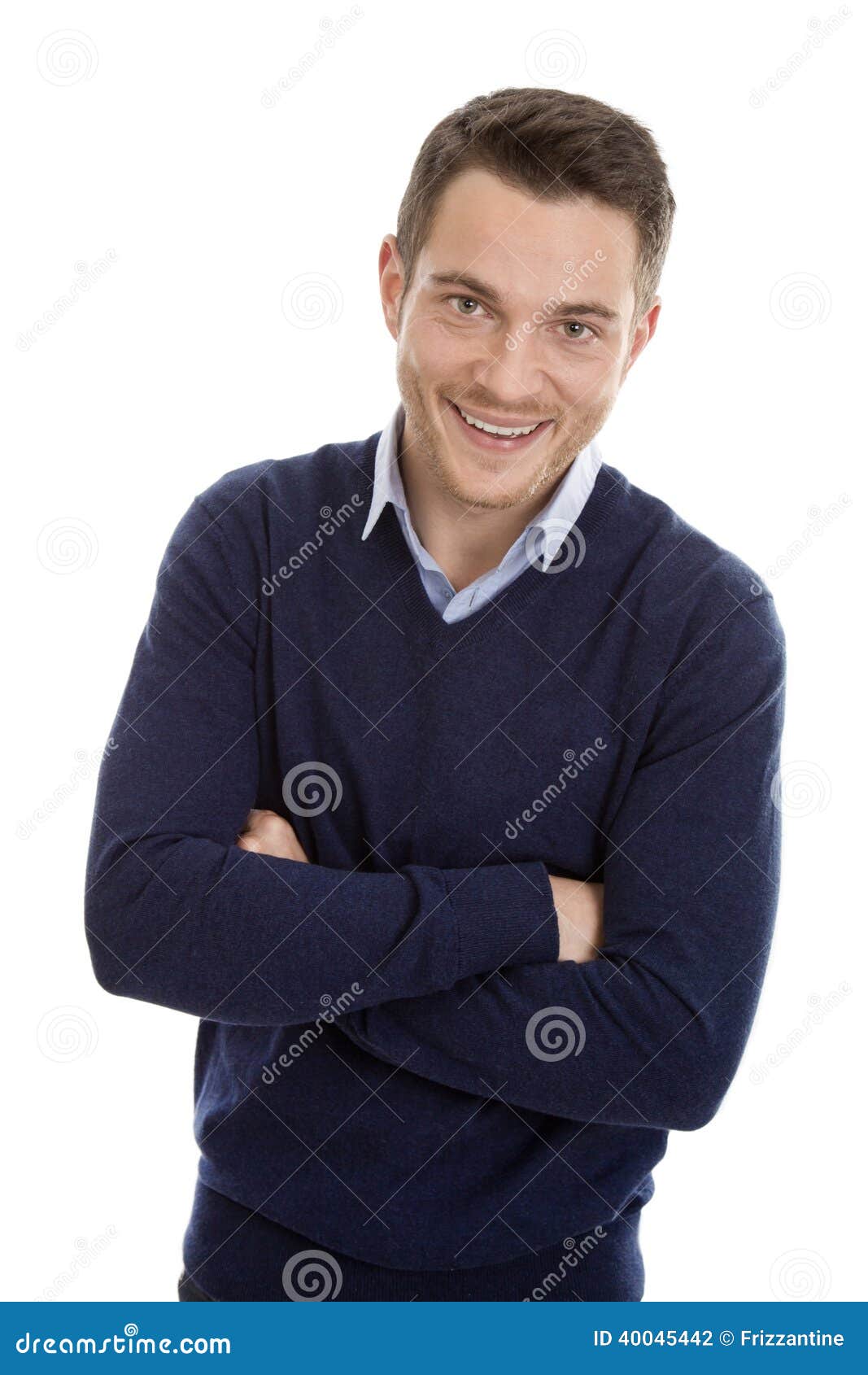 Smiling Isolated Young Business Man - Isolated Over White. Stock Photo ...