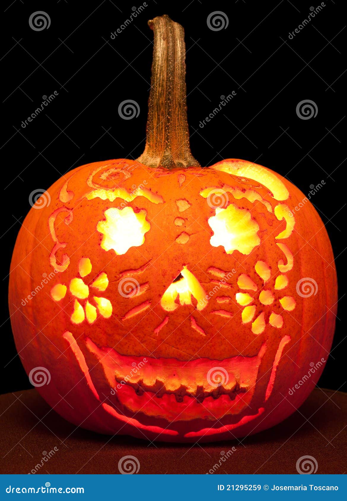 Smiling Jack O Lantern with Candle Lit. Stock Image - Image of season ...
