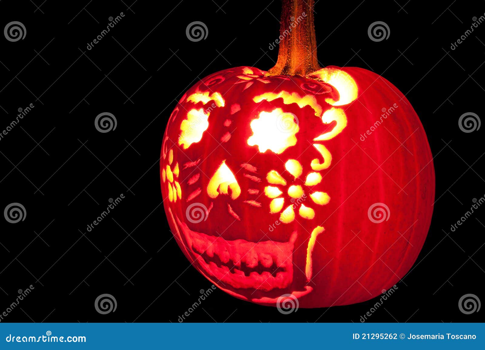 Smiling Jack O Lantern with Candle Lit. Stock Photo - Image of orange ...