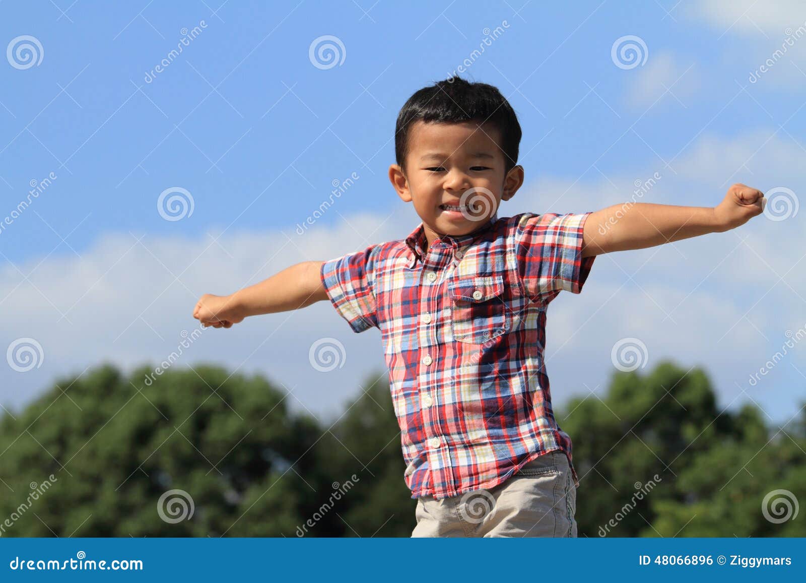 Smiling Japanese Boy Under the Blue Sky Stock Photo - Image of japanese ...