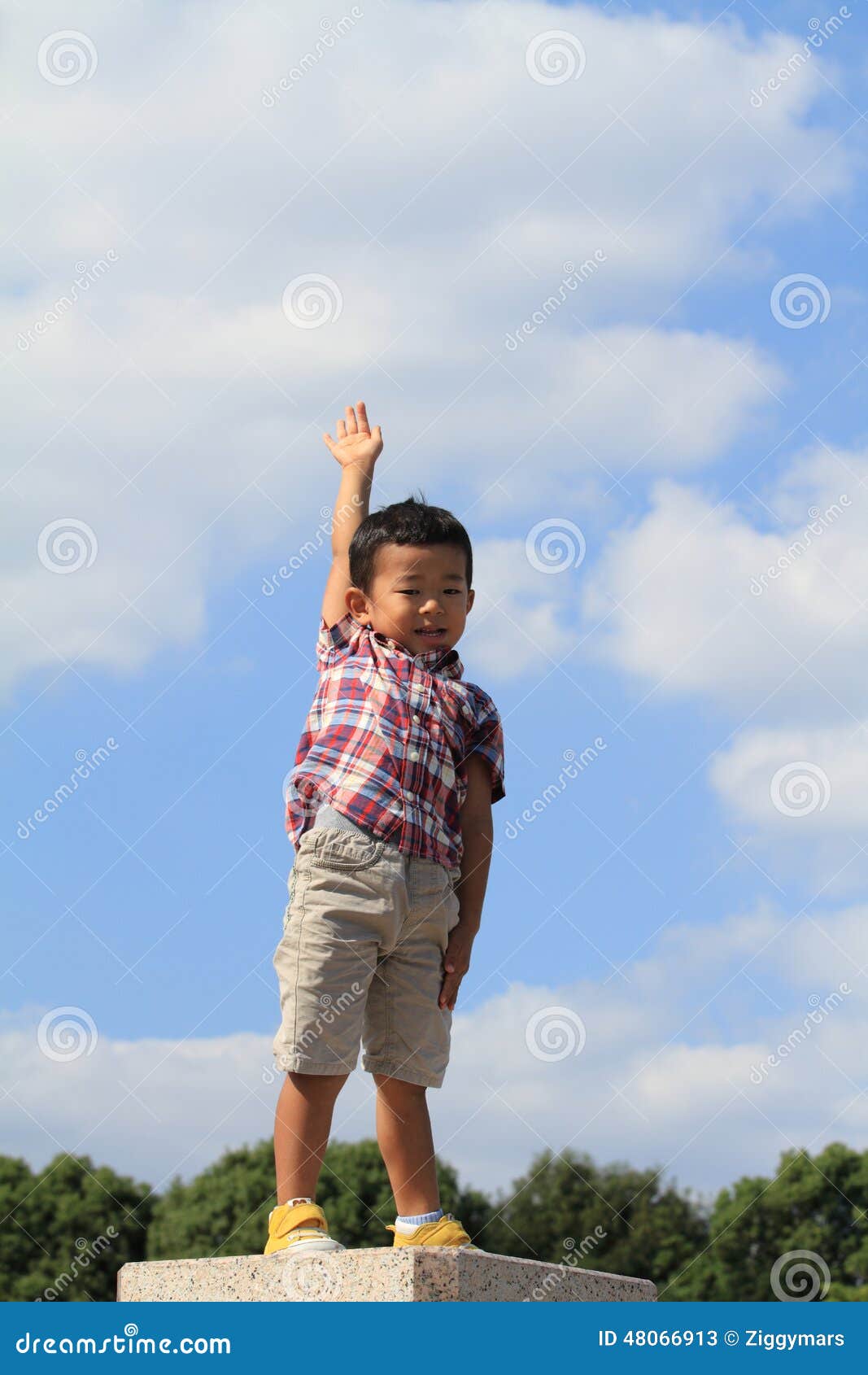 Smiling Japanese Boy Under the Blue Sky Stock Image - Image of japanese ...