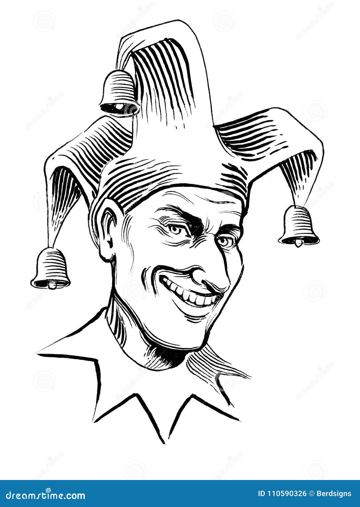 Smiling jester stock illustration. Illustration of vintage - 110590326