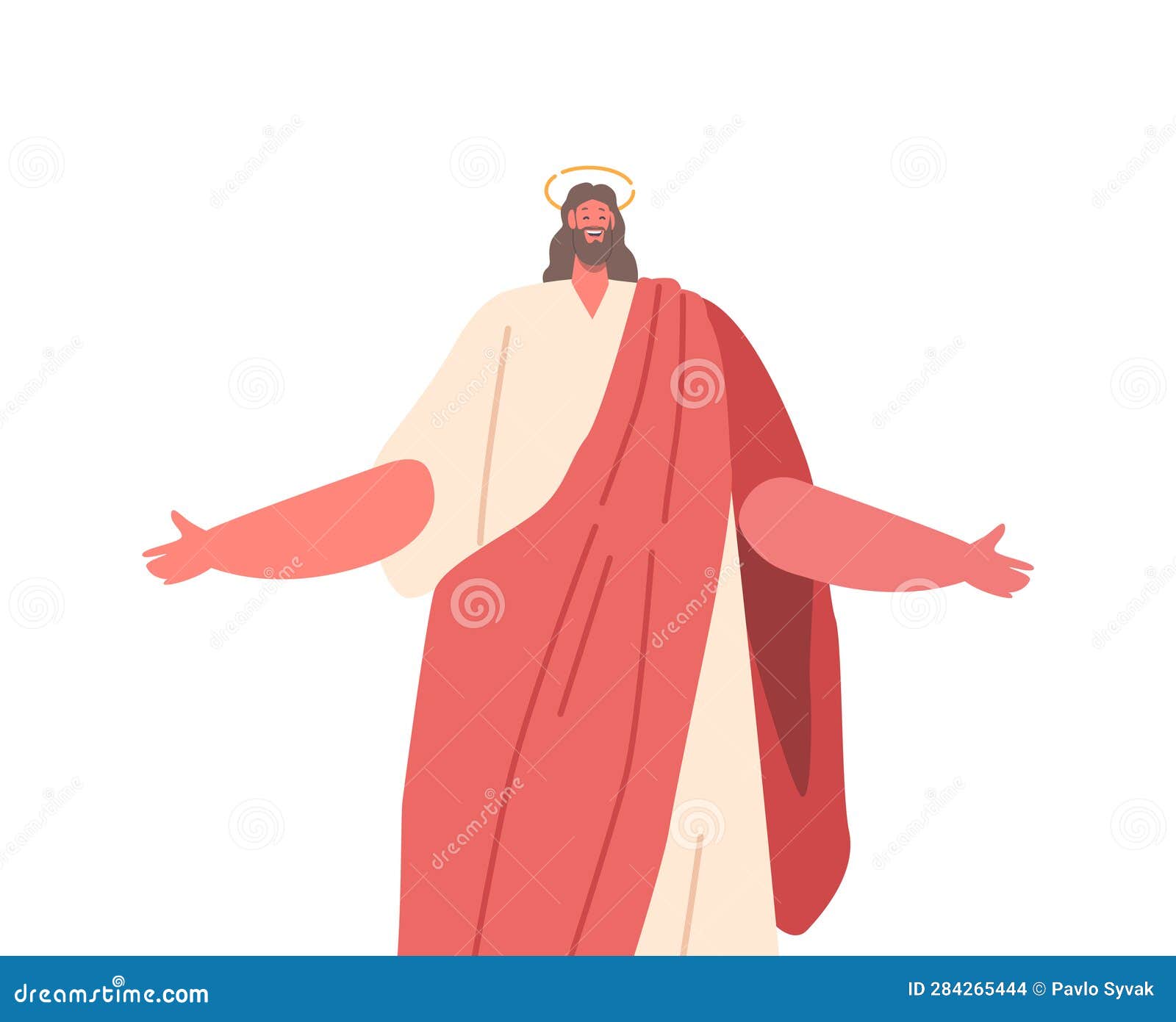 Smiling Jesus Christ Character With Joyful Expression Outstretched