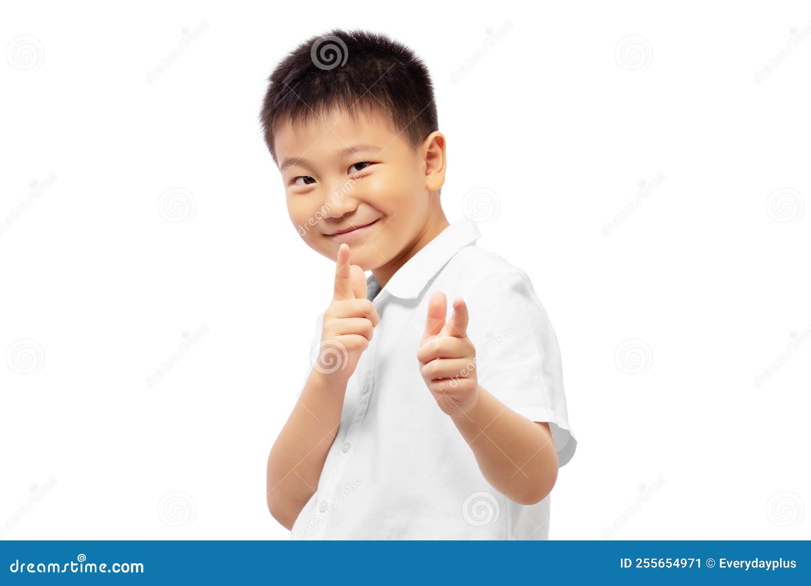 Smiling Kid with Correct Hand Sign, Pointing To Camera Stock Image ...