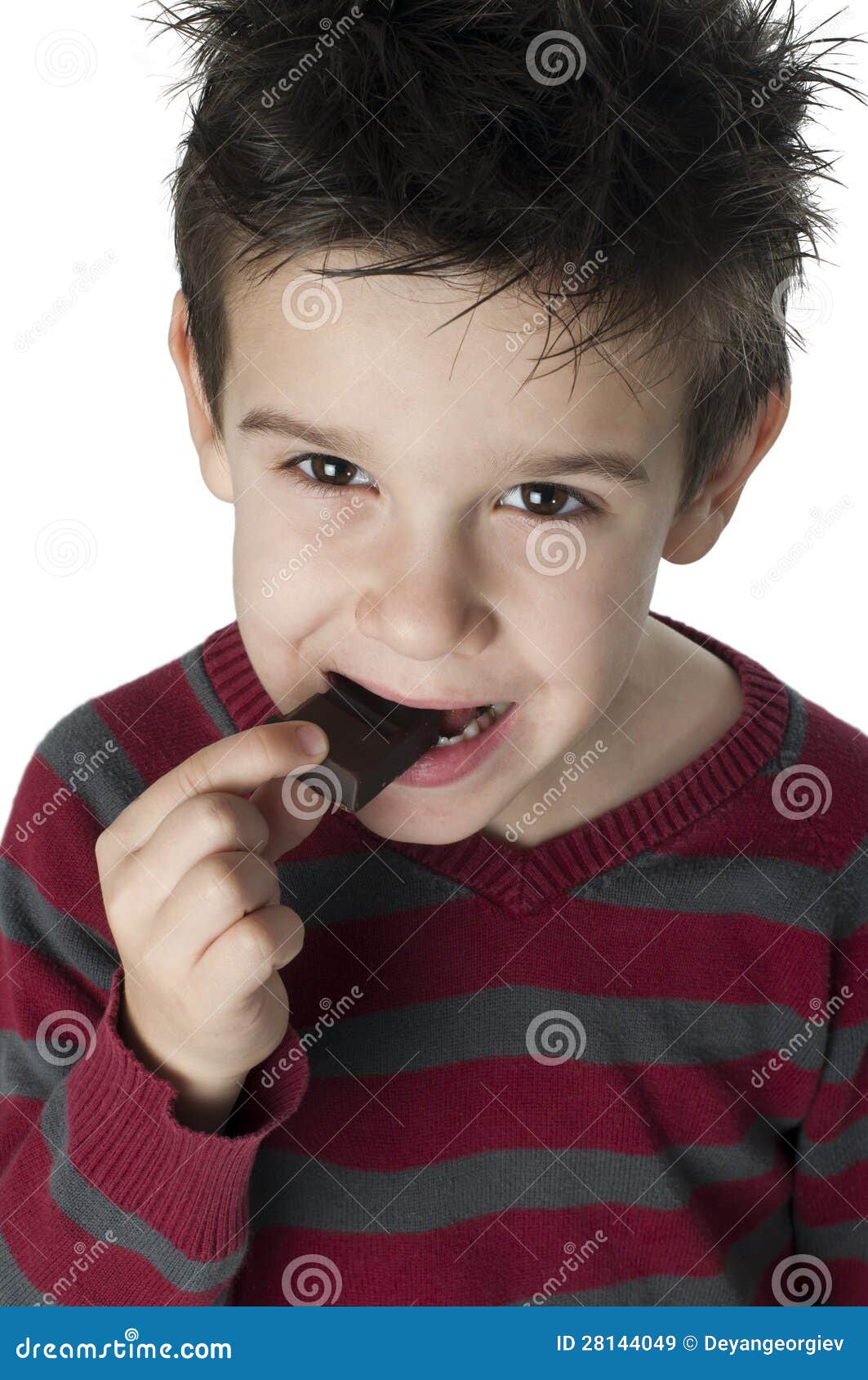 Smiling Kid Eating Chocolate Stock Image - Image of little, nutrition ...