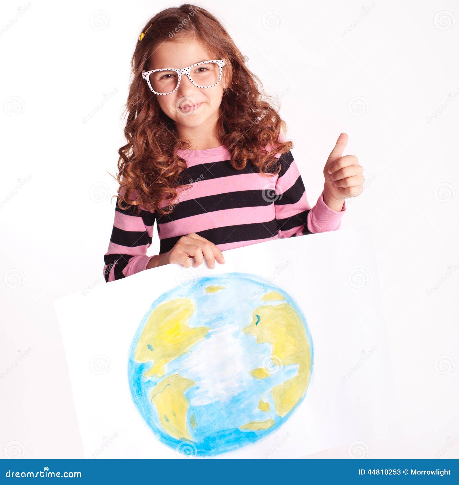Smiling Kid Girl with Poster on White Stock Image - Image of education ...