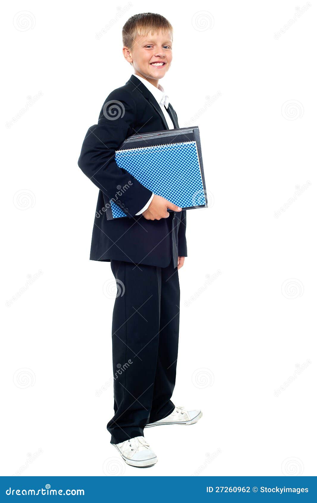 Smiling Kid Holding Files, Young Business Boy Stock Photo - Image of ...