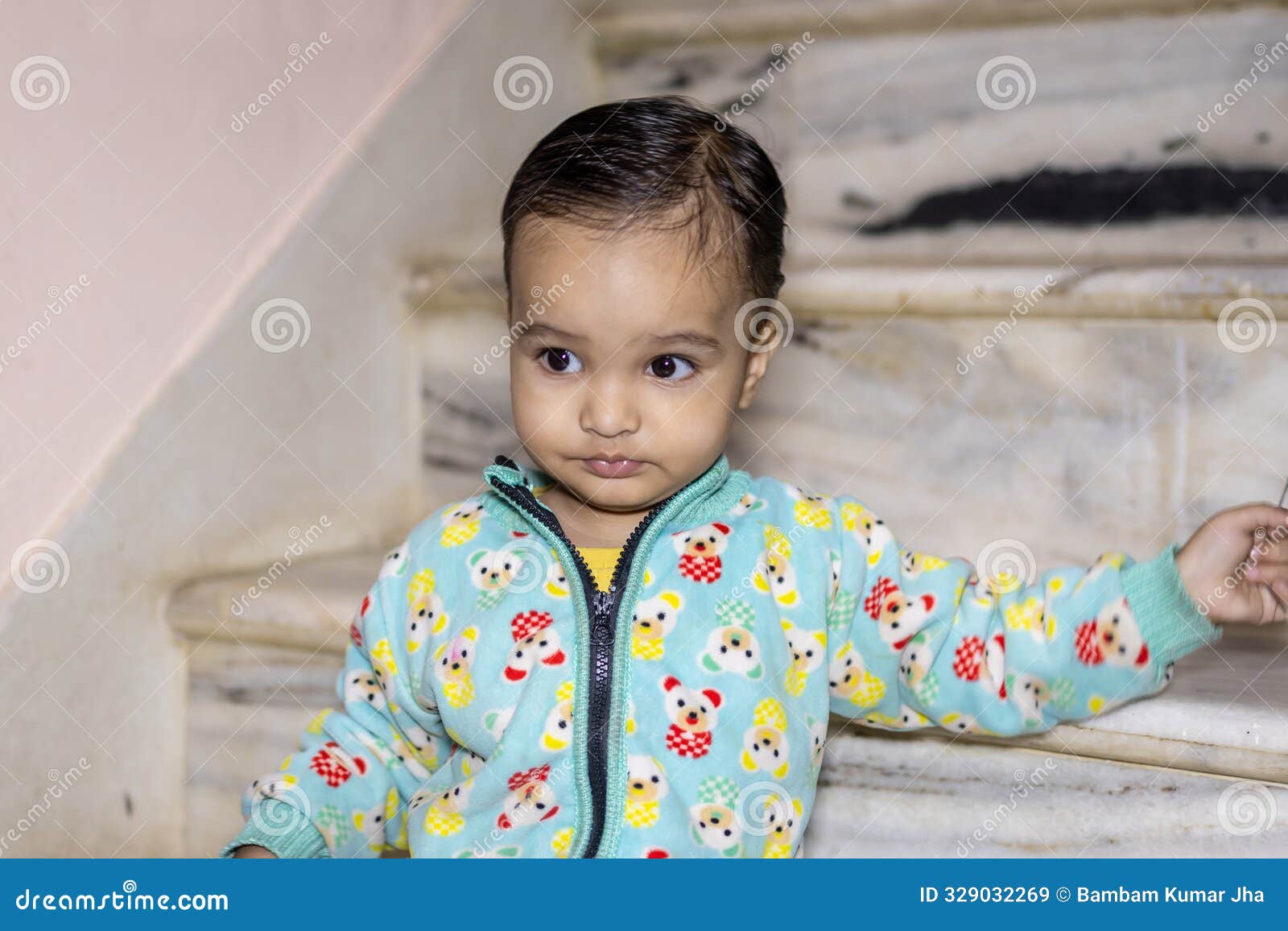Smiling Kid Innocent Facial Expression at Indoor at Night Stock Image ...